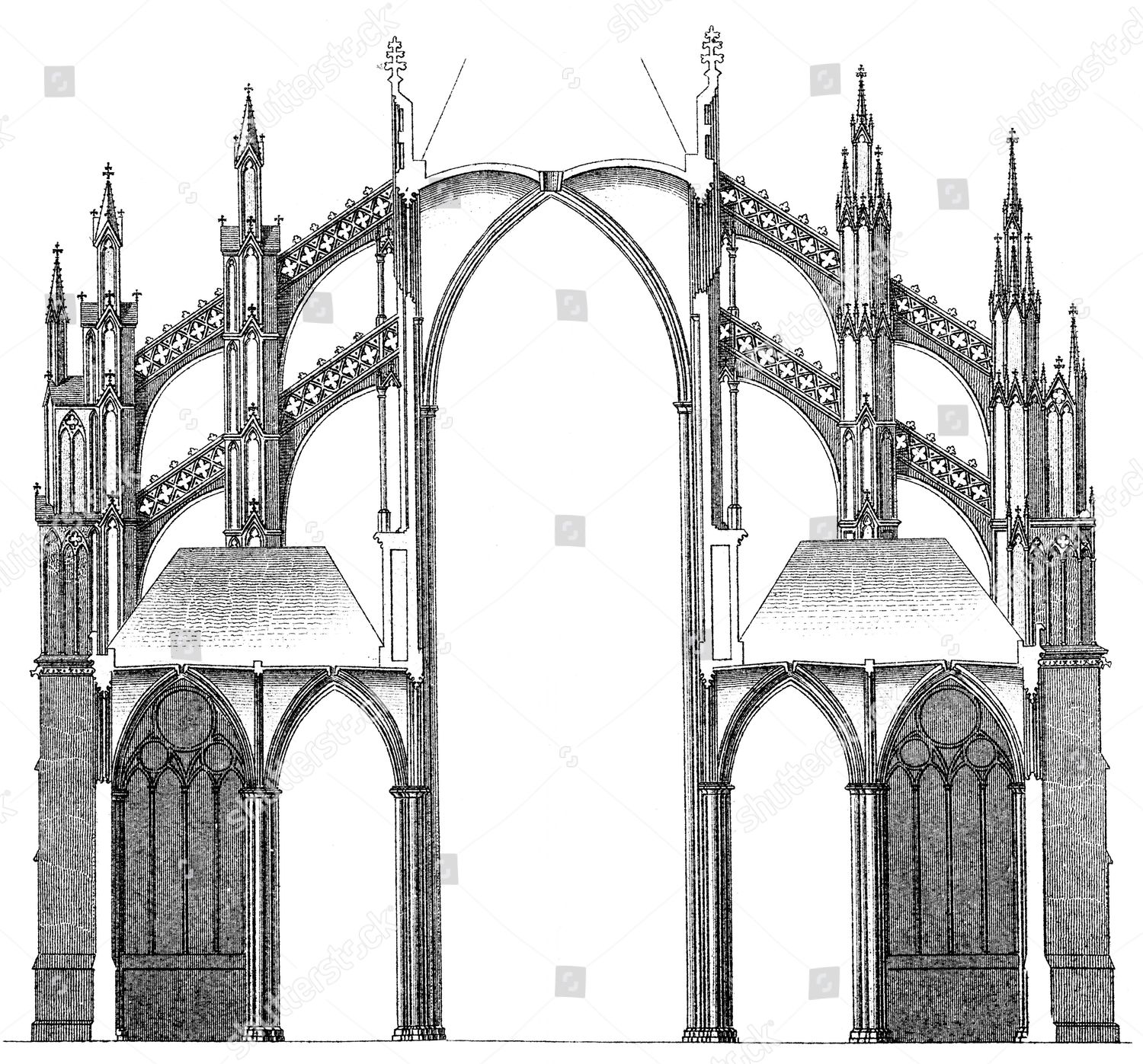 Historic Illustration Detailed View Cologne Cathedral Editorial Stock ...