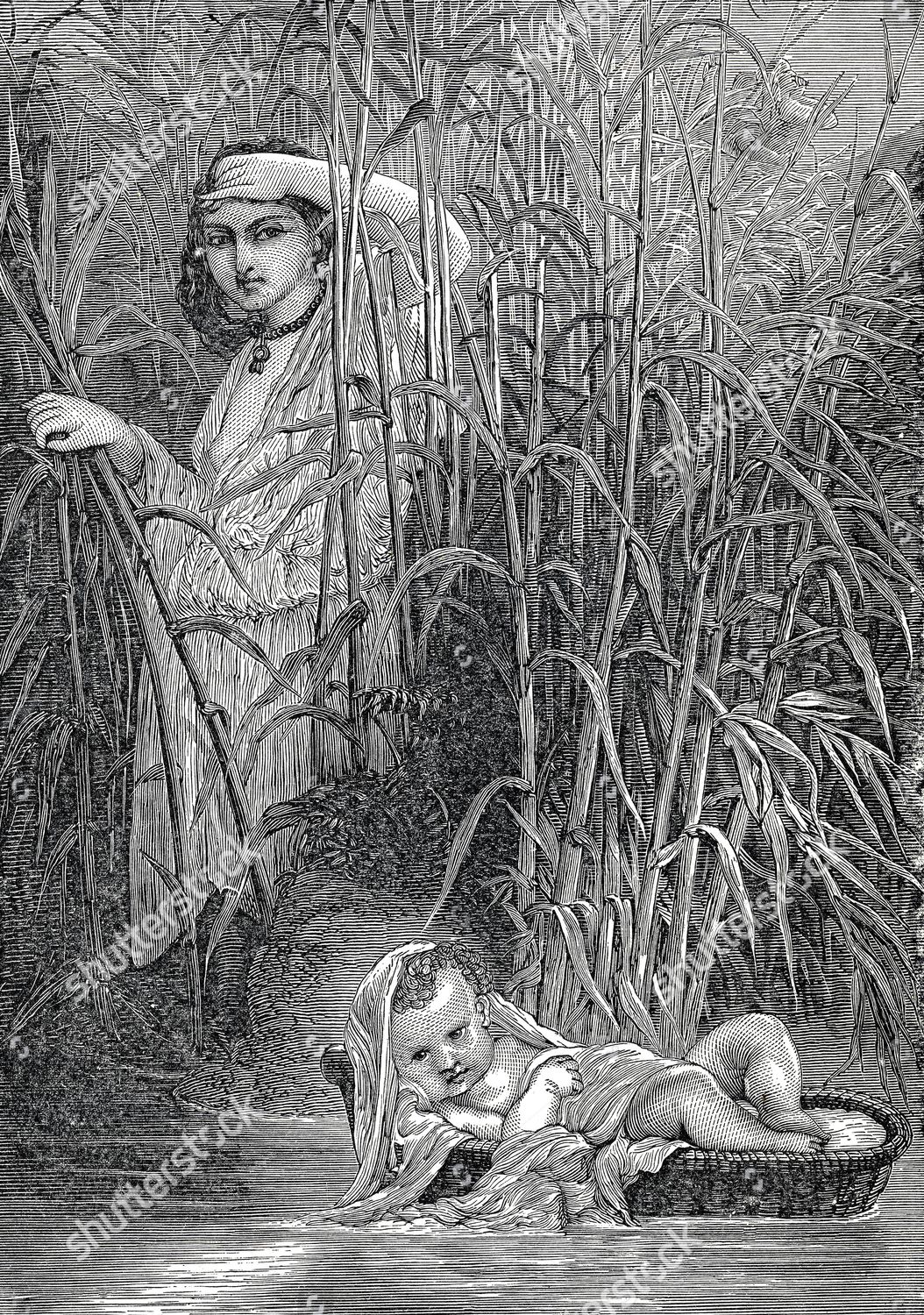 Moses Put Reed Basket On Nile Editorial Stock Photo - Stock Image ...