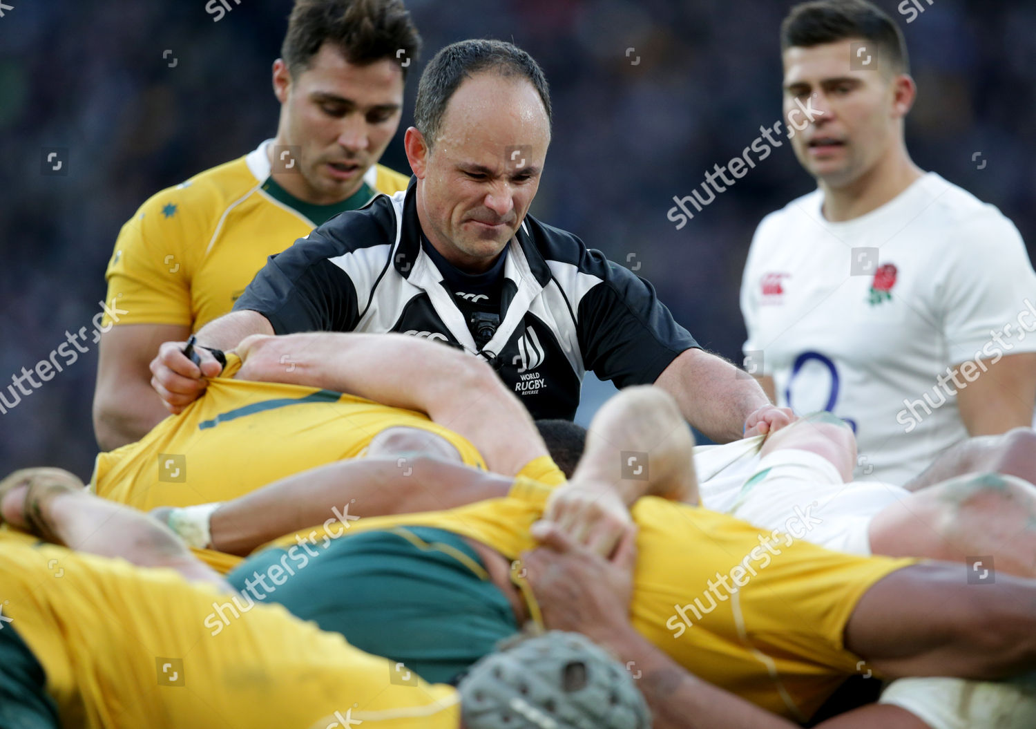 Referee Jaco Peyper Sorting Out Scrum Editorial Stock Photo - Stock ...