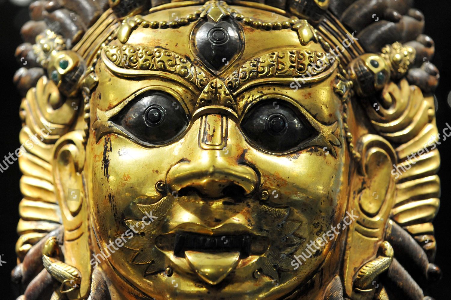 Bhairava Gilt Bronze Mask Nepa 19th Editorial Stock Photo - Stock Image ...
