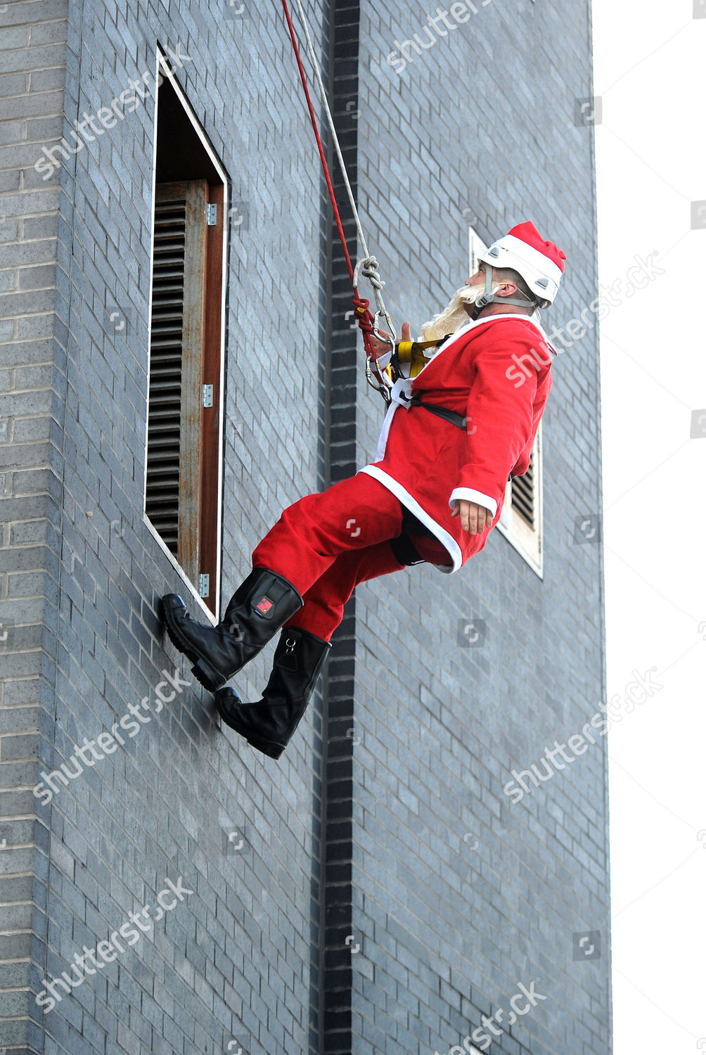 Santa Abseils Weymouth Fire Station Dorset Editorial Stock Photo ...