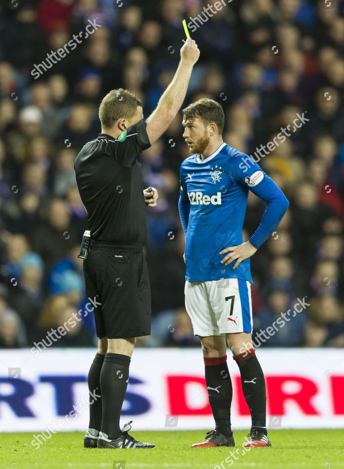 Referee John Beaton Shows Yellow Card Editorial Stock Photo - Stock ...