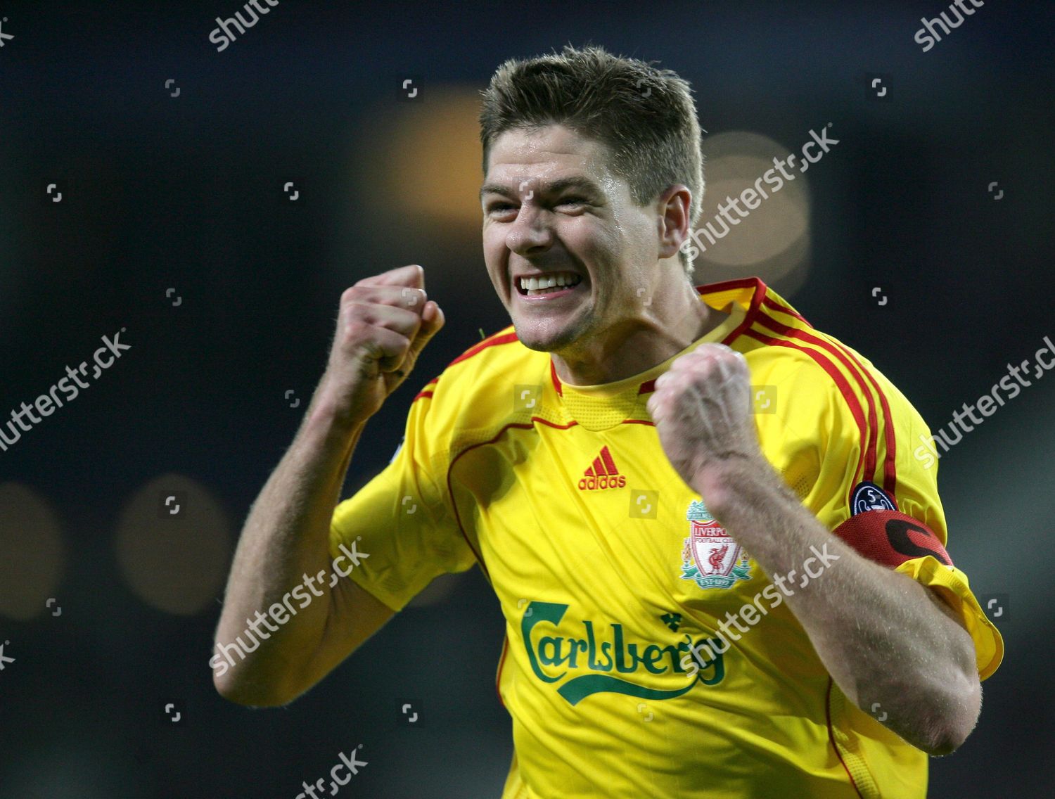 Fc Liverpool Captain Steven Gerrard Celebrates Editorial Stock Photo ...