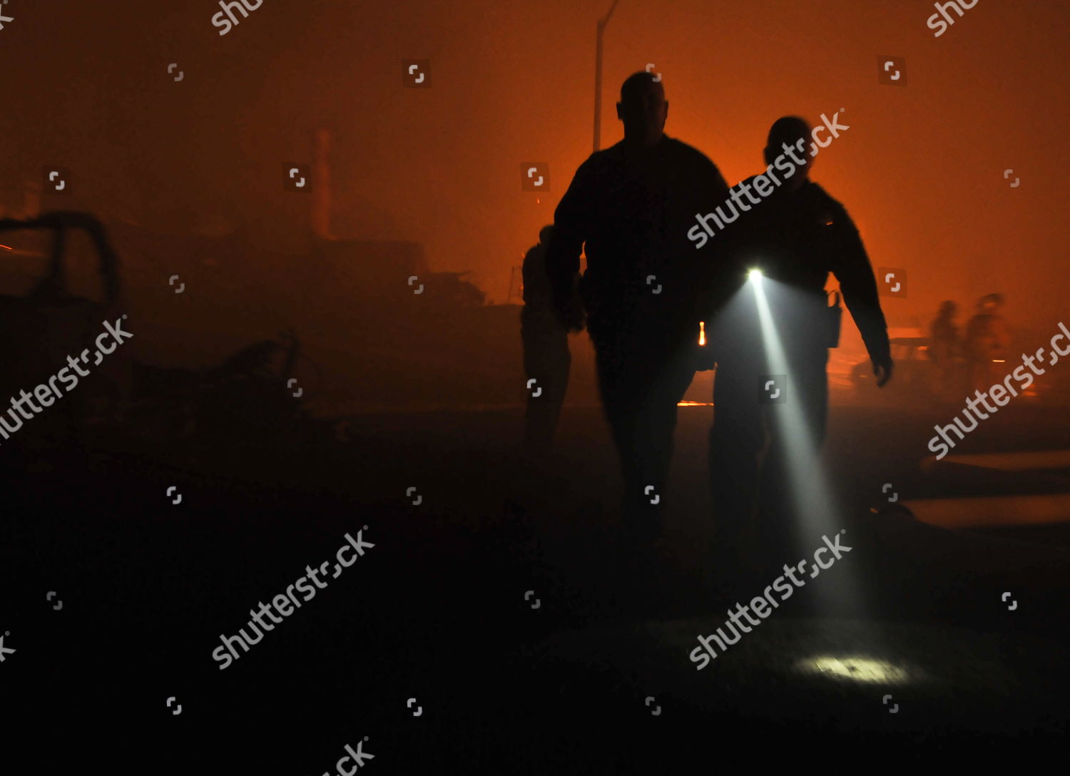 Police Officers Use Their Flashlights Point Editorial Stock Photo ...