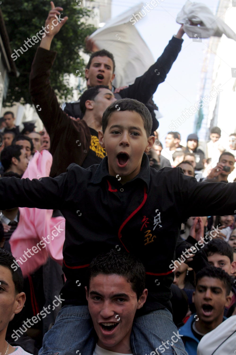 Algerian Secondary Schools Students Shout Slogans Editorial Stock Photo ...