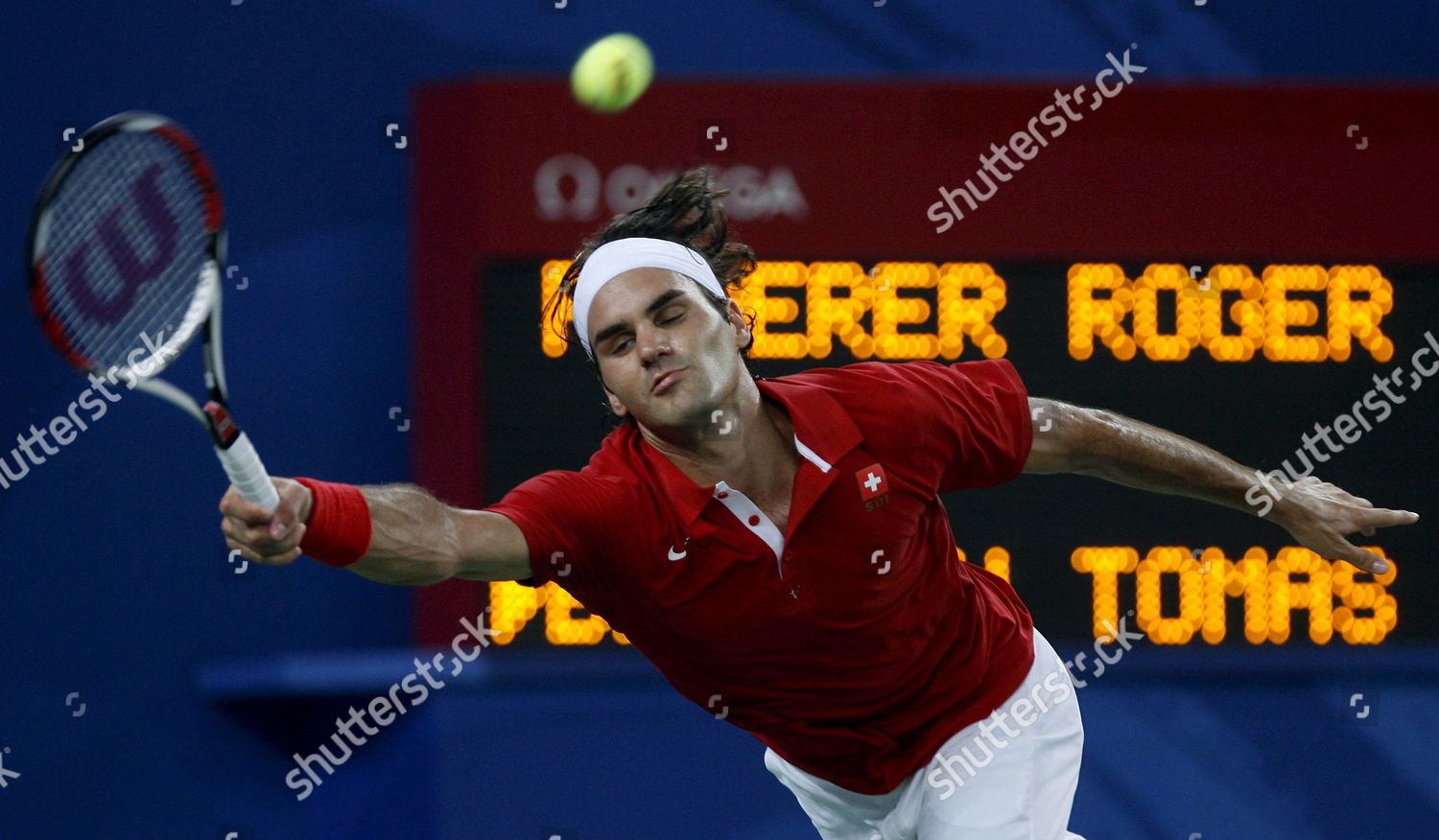 Swiss Roger Federer Hits Forehand During Editorial Stock Photo - Stock Image | Shutterstock