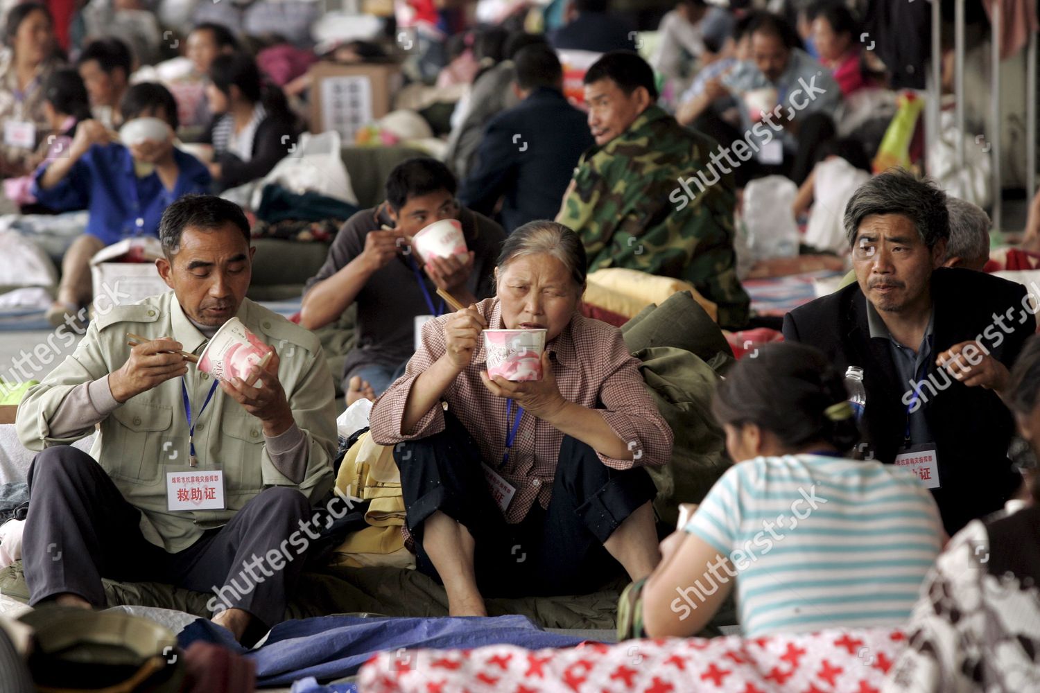 Earthquake Refugees Eat Lunch Refugee Camp Editorial Stock Photo ...