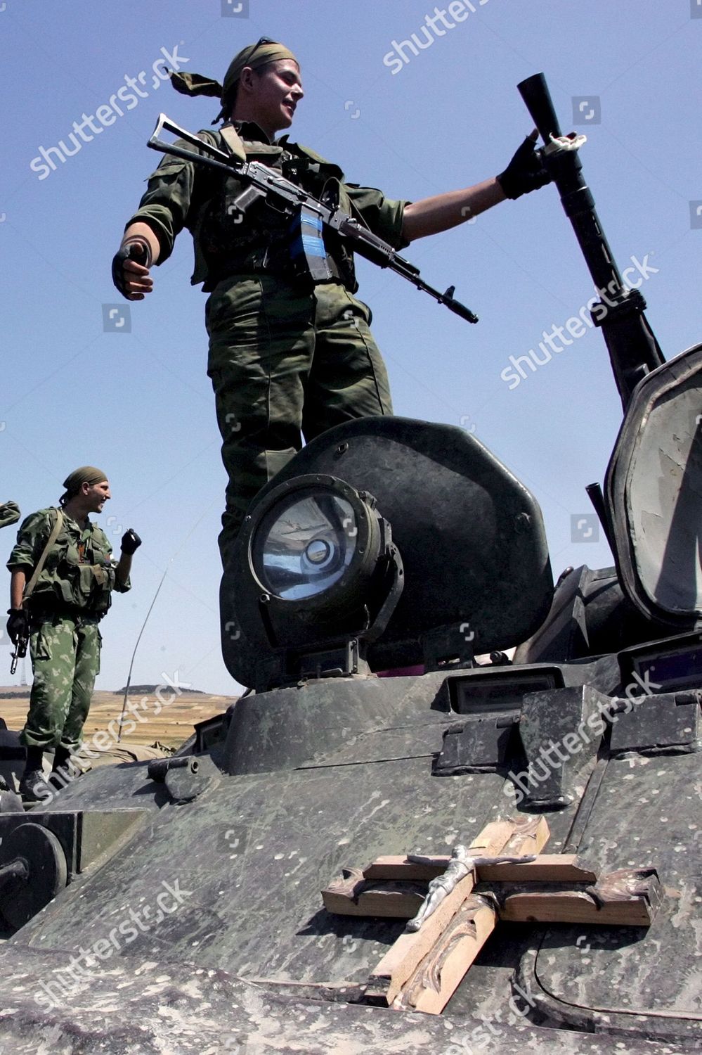 Russian Soldiers Stand On Apc Decorated Editorial Stock Photo - Stock Image | Shutterstock