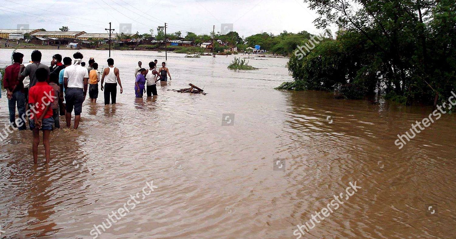 People Wade Through Water After Floods Editorial Stock Photo - Stock ...