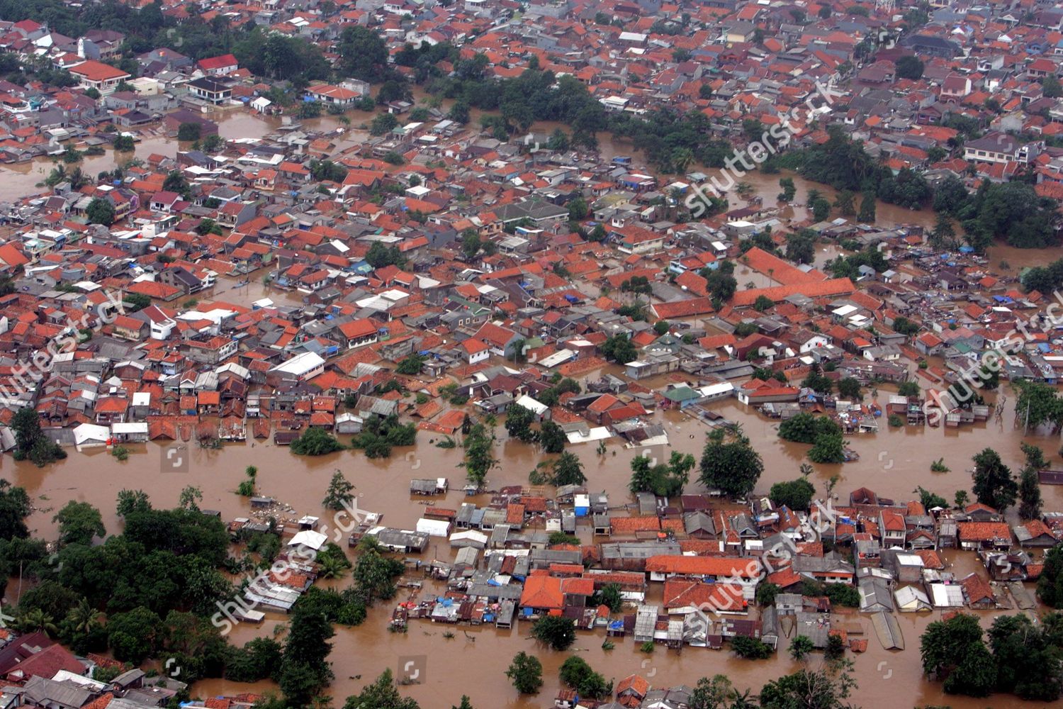 Aerial View Flooded Residential Area Jakarta Editorial Stock Photo ...