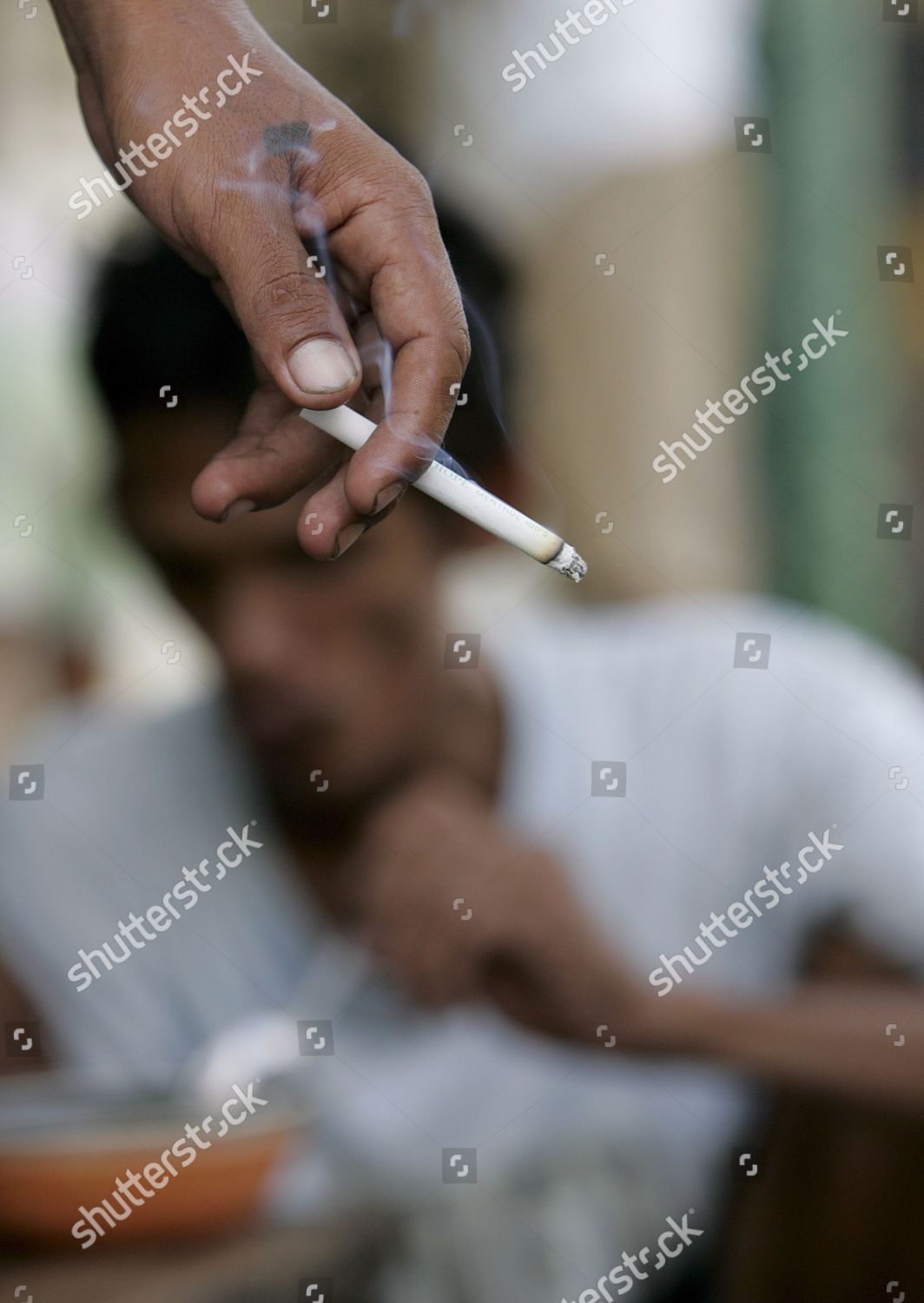 Filipino Holds Lit Cigarette Street Corner Editorial Stock Photo ...