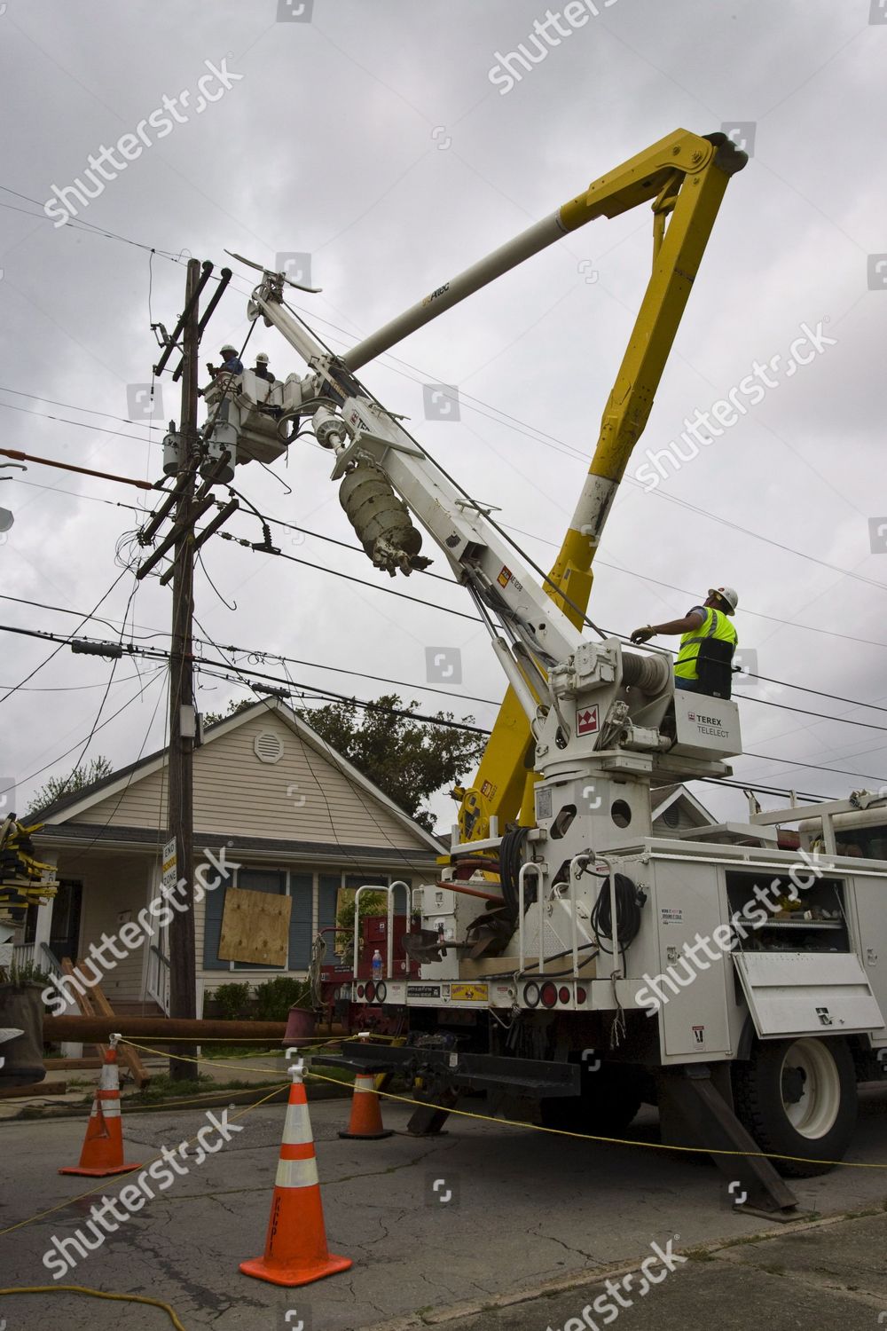 Utility Workers Entergy Begin Work Repairing Editorial Stock Photo ...