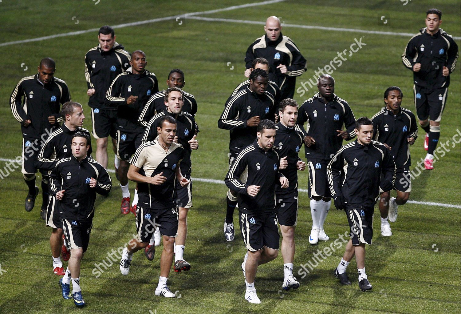 Olympique Marseilles Team Runs During Training Editorial Stock Photo ...