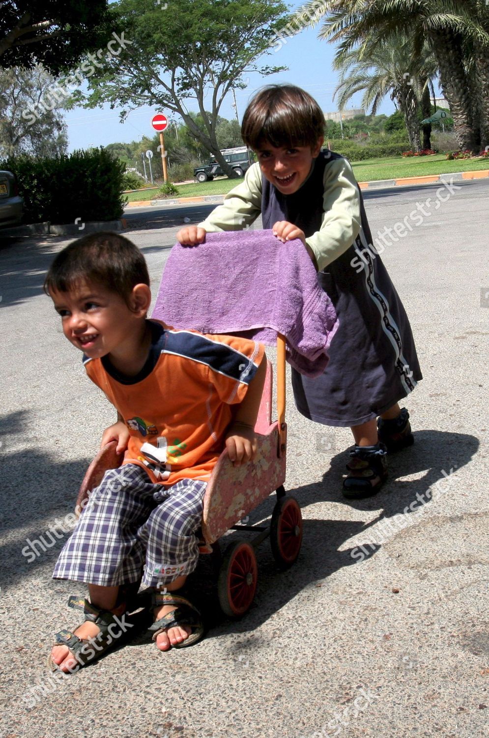 Jewish Children Play Old Pushcart Center Editorial Stock Photo - Stock ...