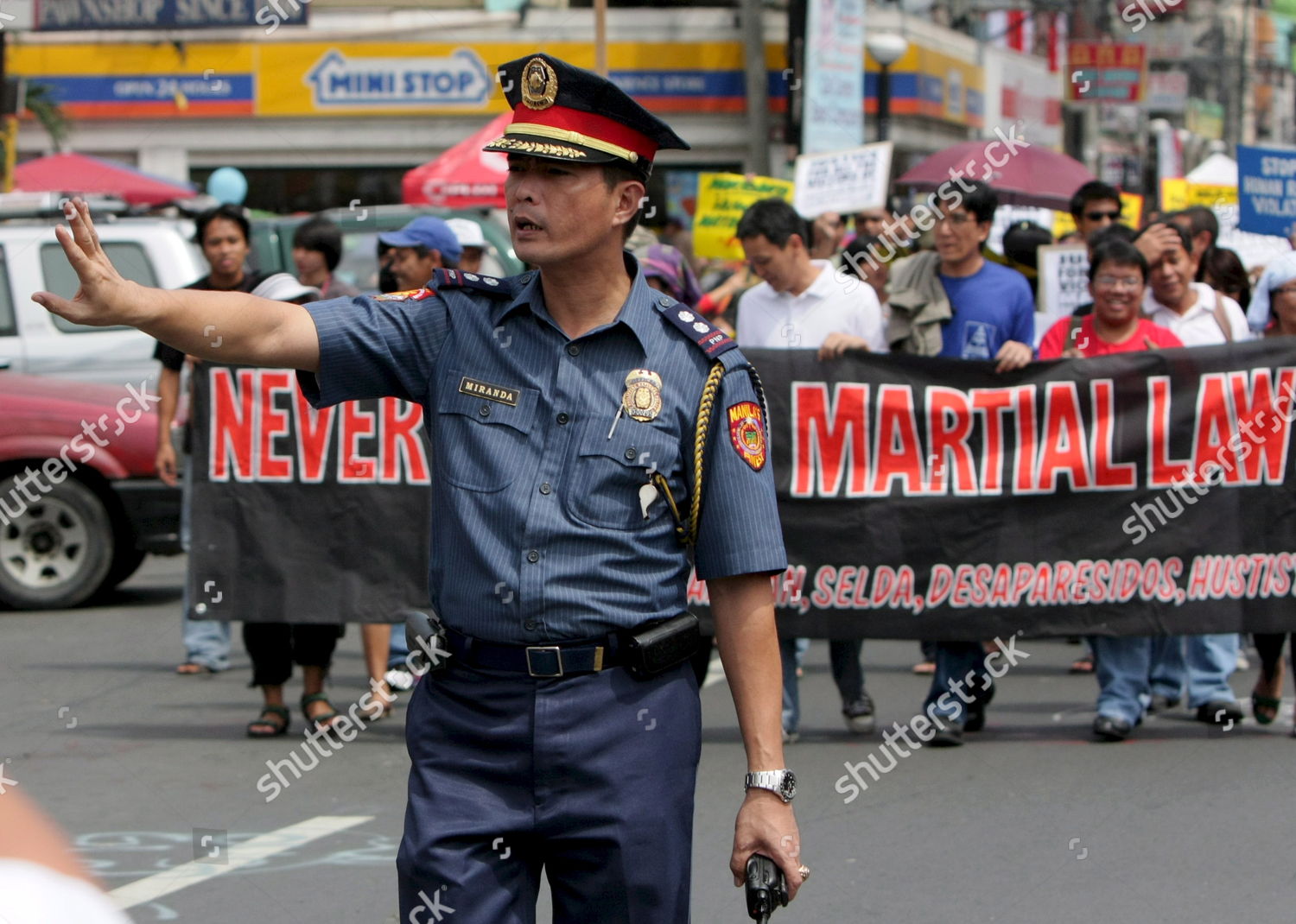 Filipino Police Officer Directs Traffic Activists Editorial Stock Photo ...