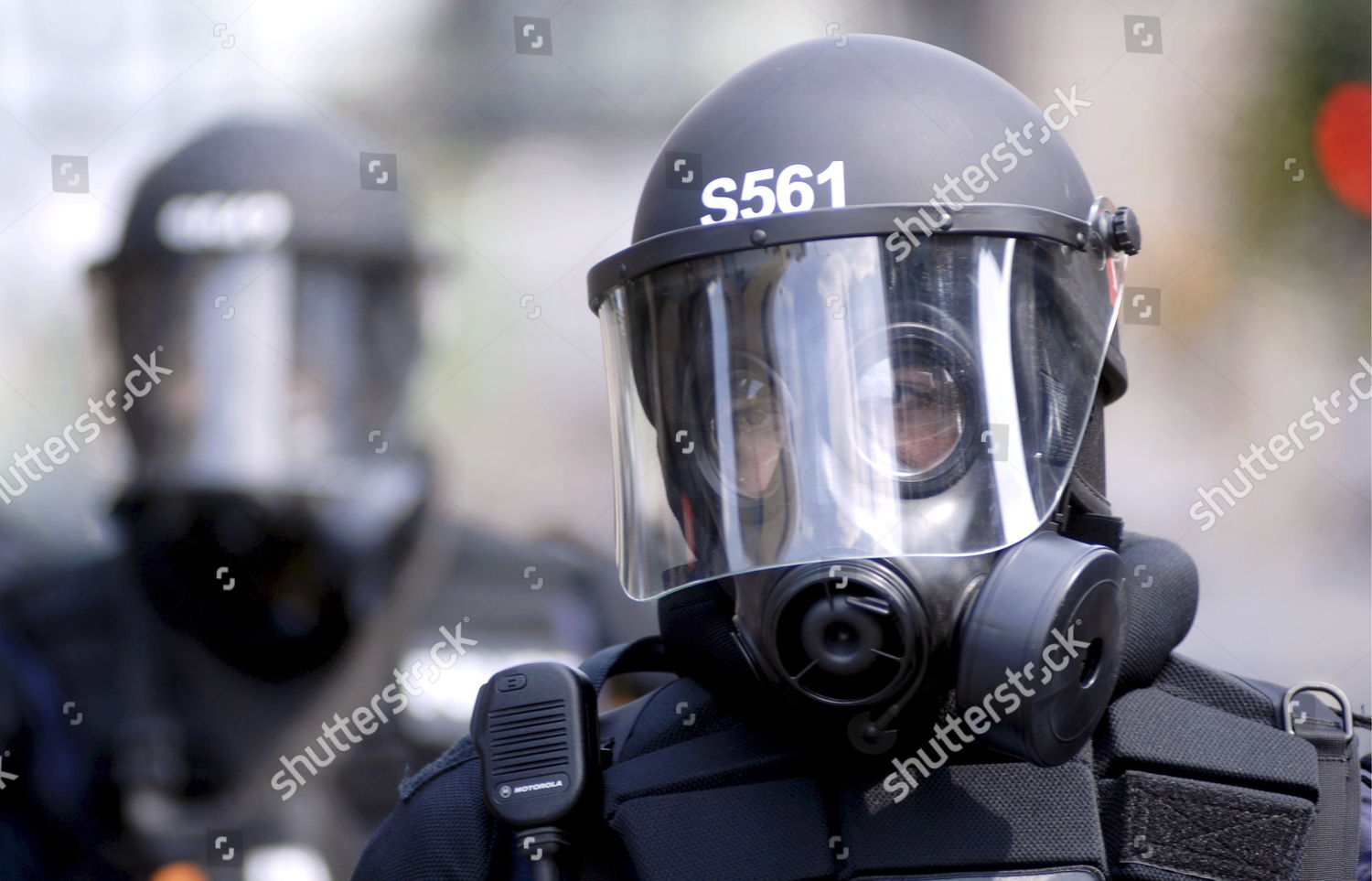 Police Riot Gear Gas Masks Lined Editorial Stock Photo - Stock Image ...