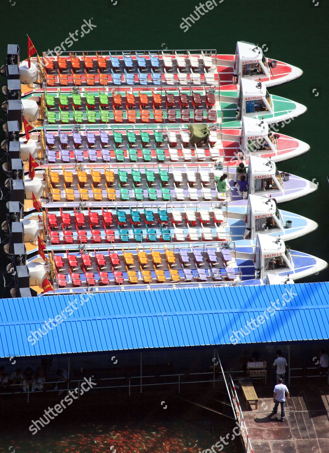 Colourful Tour Boats Wait Passengers Dock Editorial Stock Photo - Stock ...