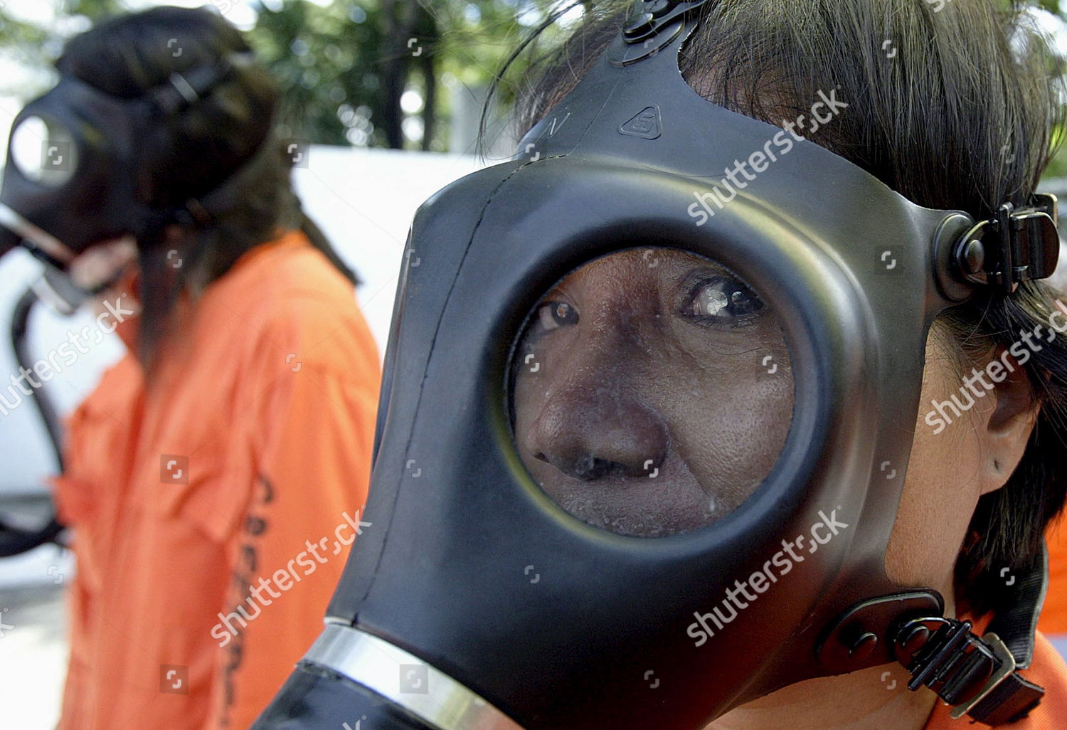 Filipino Greenpeace Activists Wearing Gas Masks Editorial Stock Photo ...