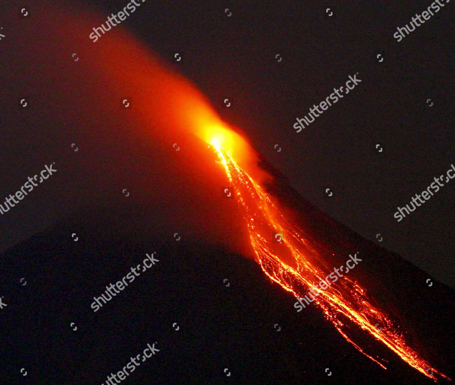 Lava Flows On Slope Mayon Volcano Editorial Stock Photo - Stock Image ...