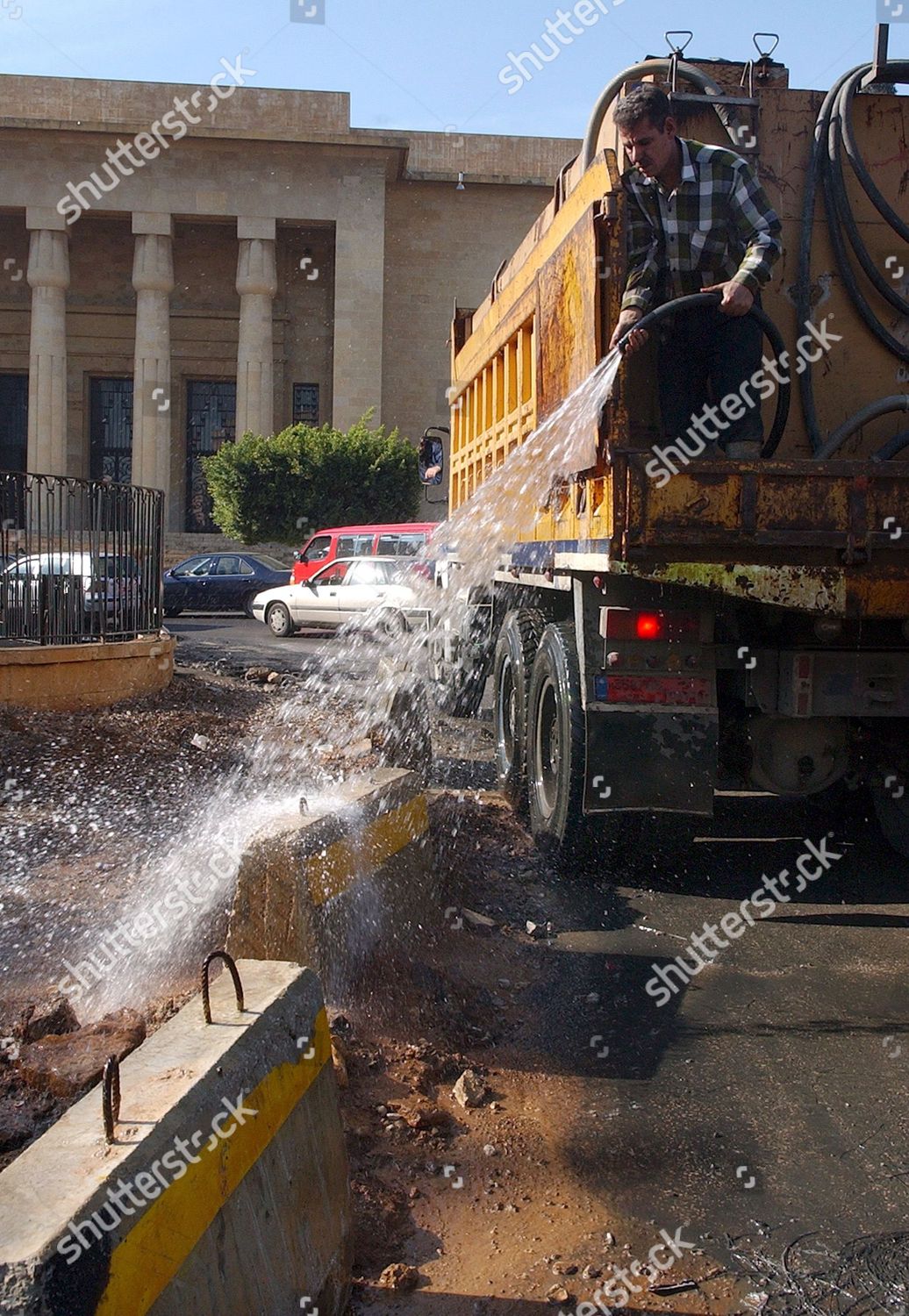Lebanese Municipality Workers Clean Street Near Editorial Stock Photo ...