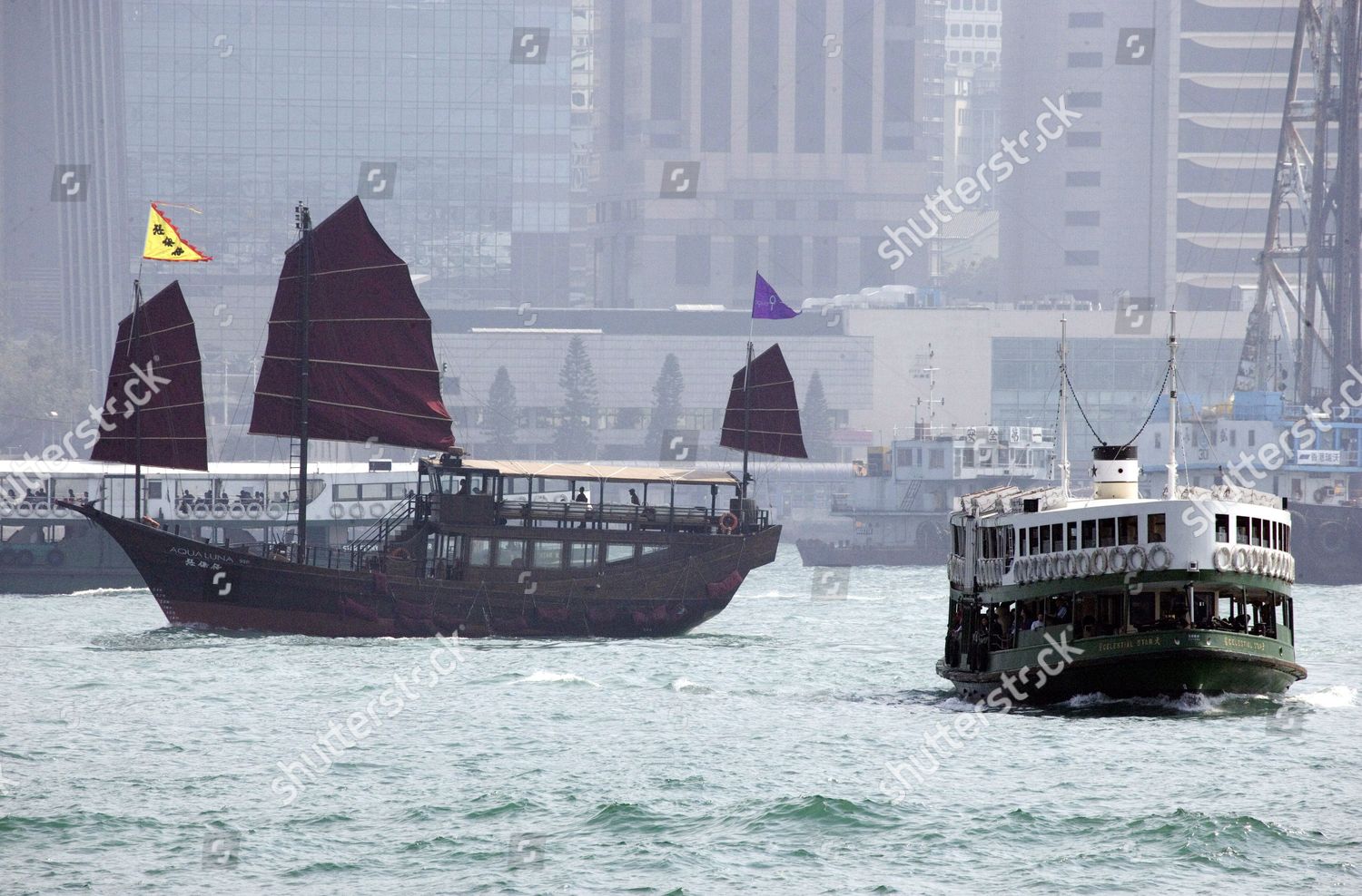 Traditional Junk Boat Star Ferry Two Editorial Stock Photo - Stock ...