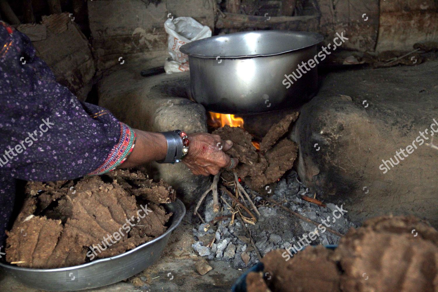Villager Uses Cow Dung Fuel Cook Editorial Stock Photo - Stock Image ...