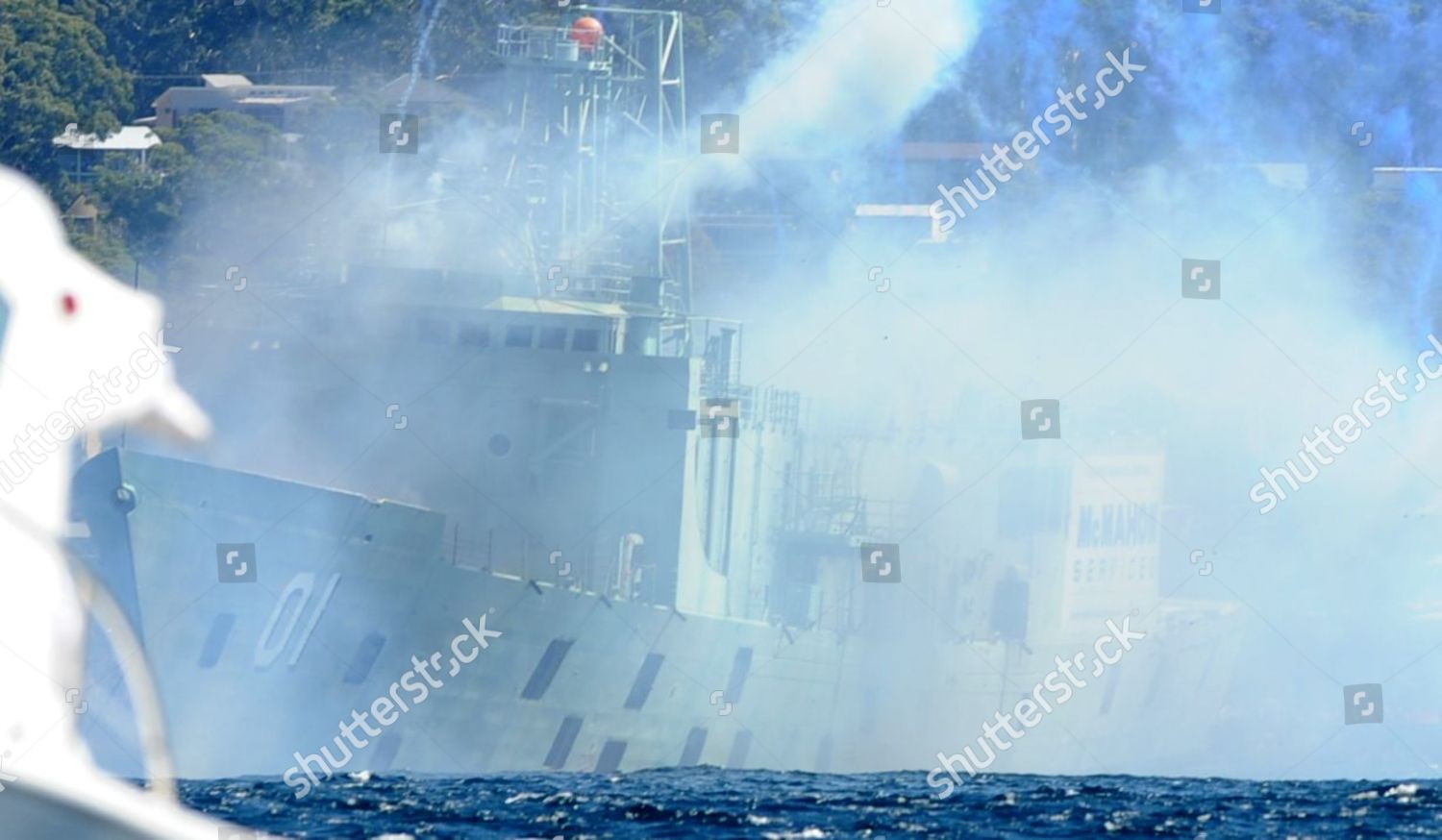 Smoke Rises Pyrotechnics During Scuttling Hmas Editorial Stock Photo ...