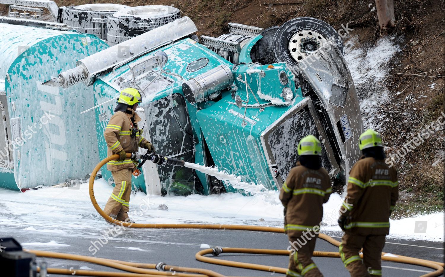 Emergency Services Attend Fuel Tanker Crash Editorial Stock Photo ...