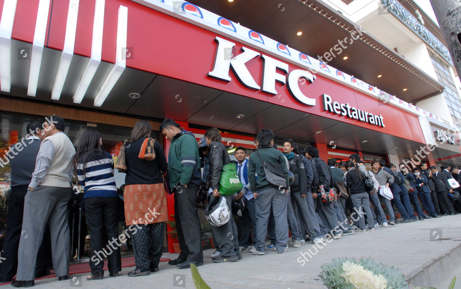 Nepalese Queue Enter Kfc Restaurant On Editorial Stock Photo - Stock ...