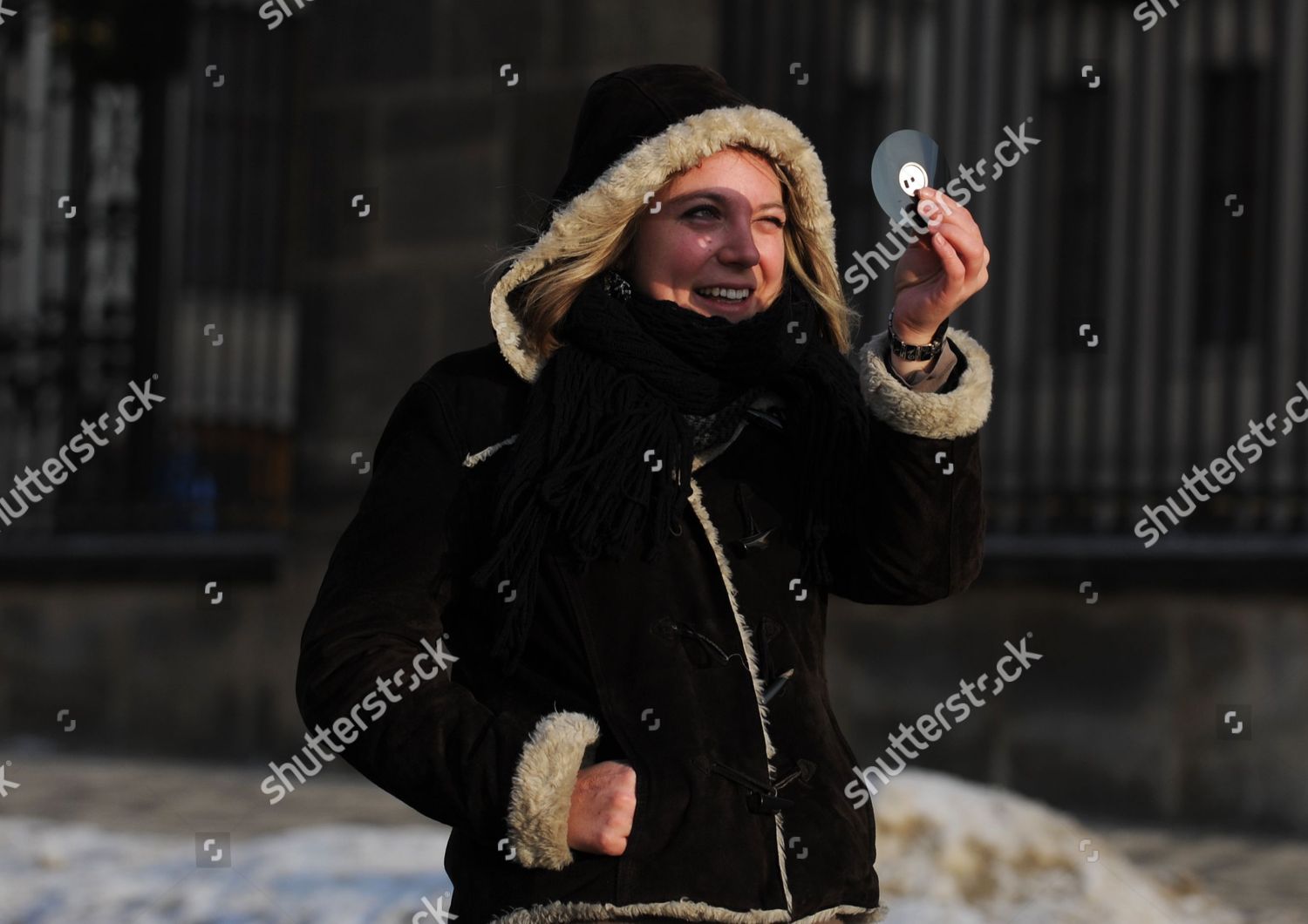 Girl Finds Use Old Computer Floppy Editorial Stock Photo - Stock Image ...