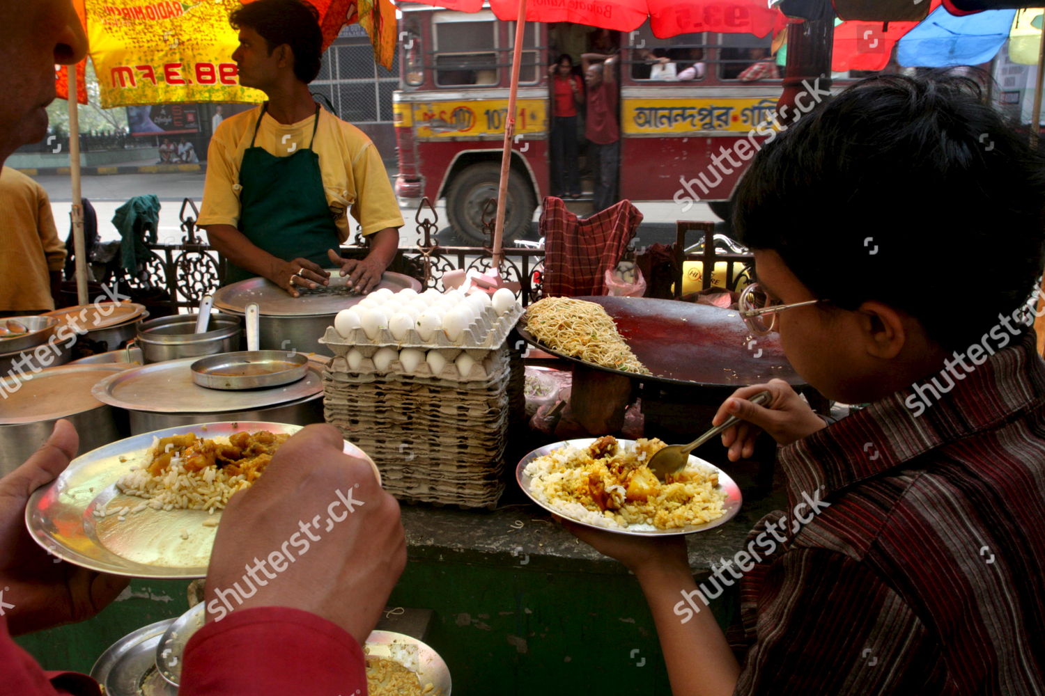Indian Vendor Stands Locals Eating Roadside Editorial Stock Photo ...
