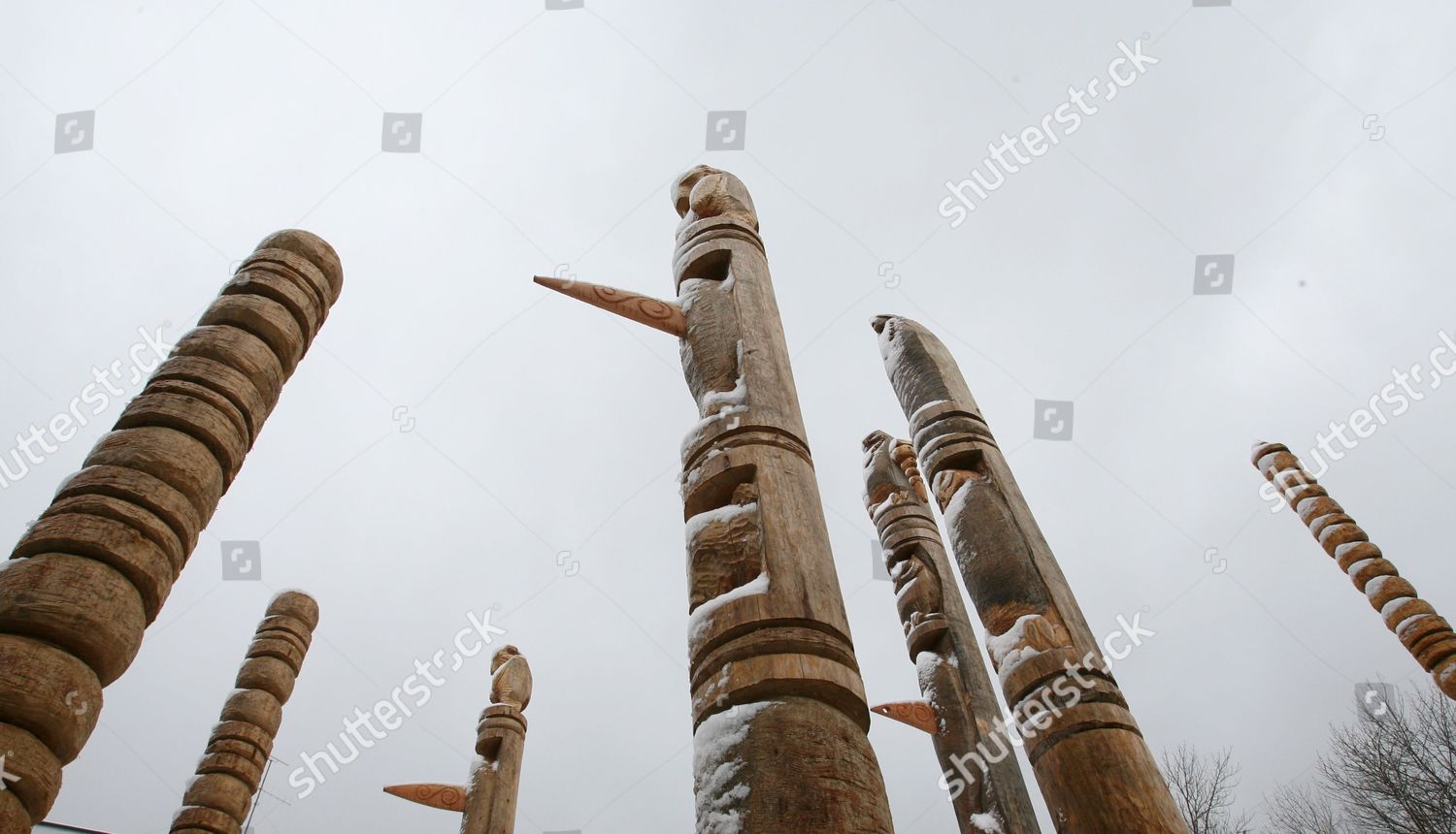 Traditional Ainu Totem Poles Akan Town Editorial Stock Photo - Stock ...