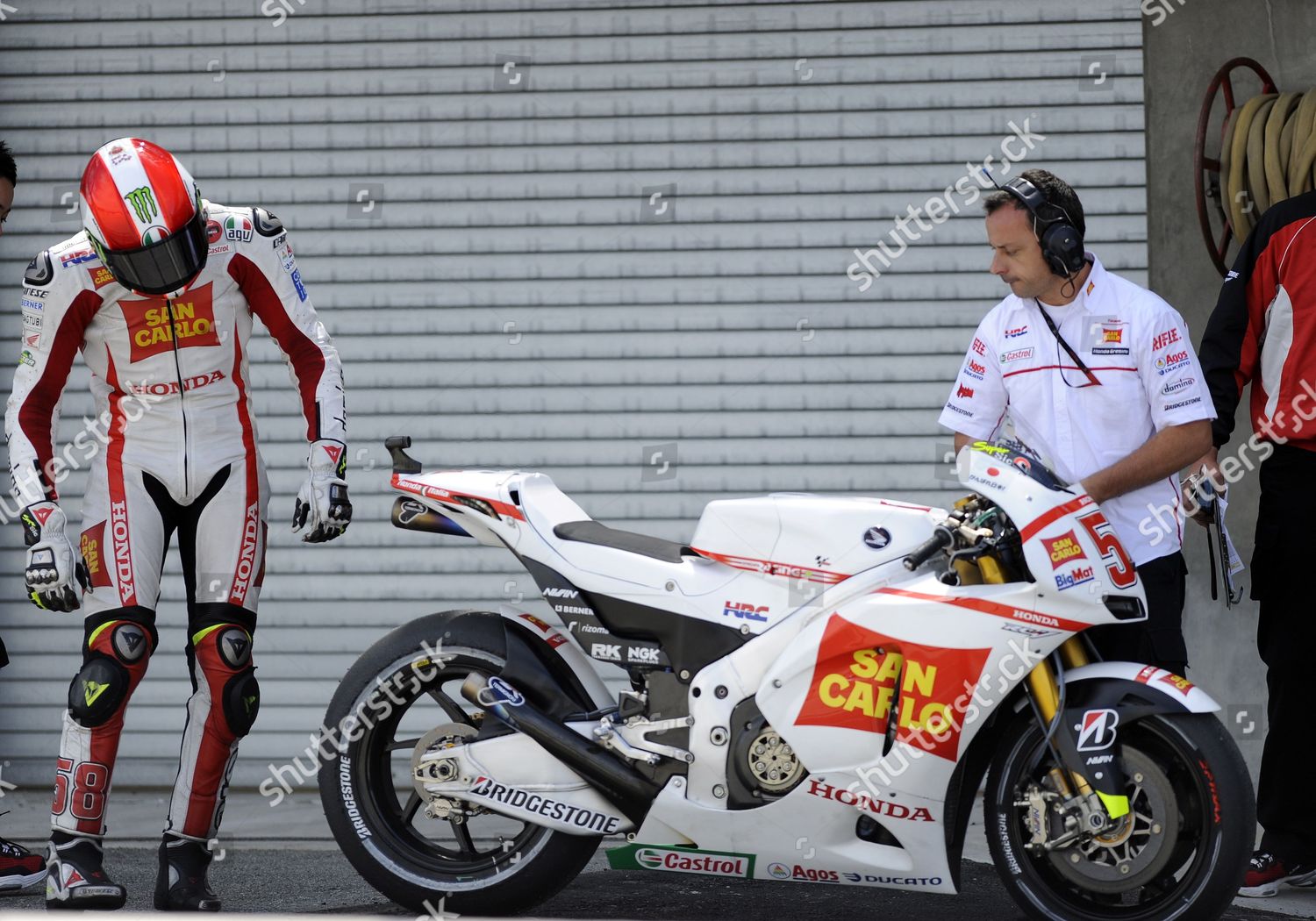 Marco Simoncelli Italy Inspects His Bike Editorial Stock Photo - Stock ...
