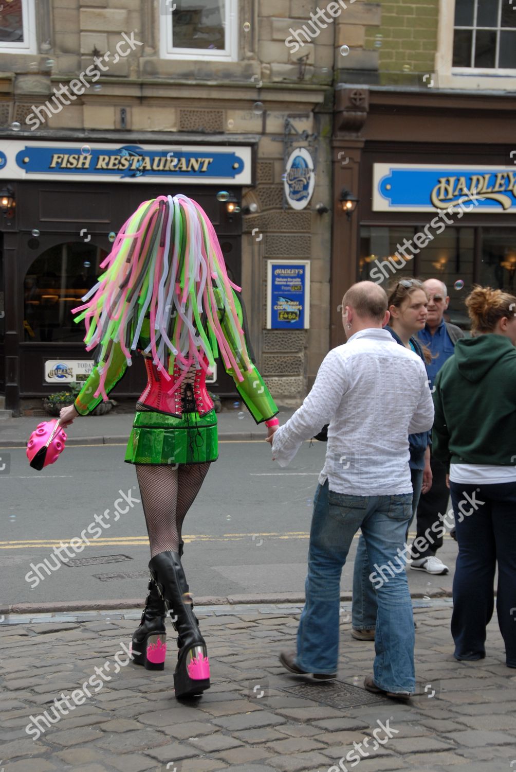 Very Tall Goth Walking Her Short Editorial Stock Photo - Stock Image ...