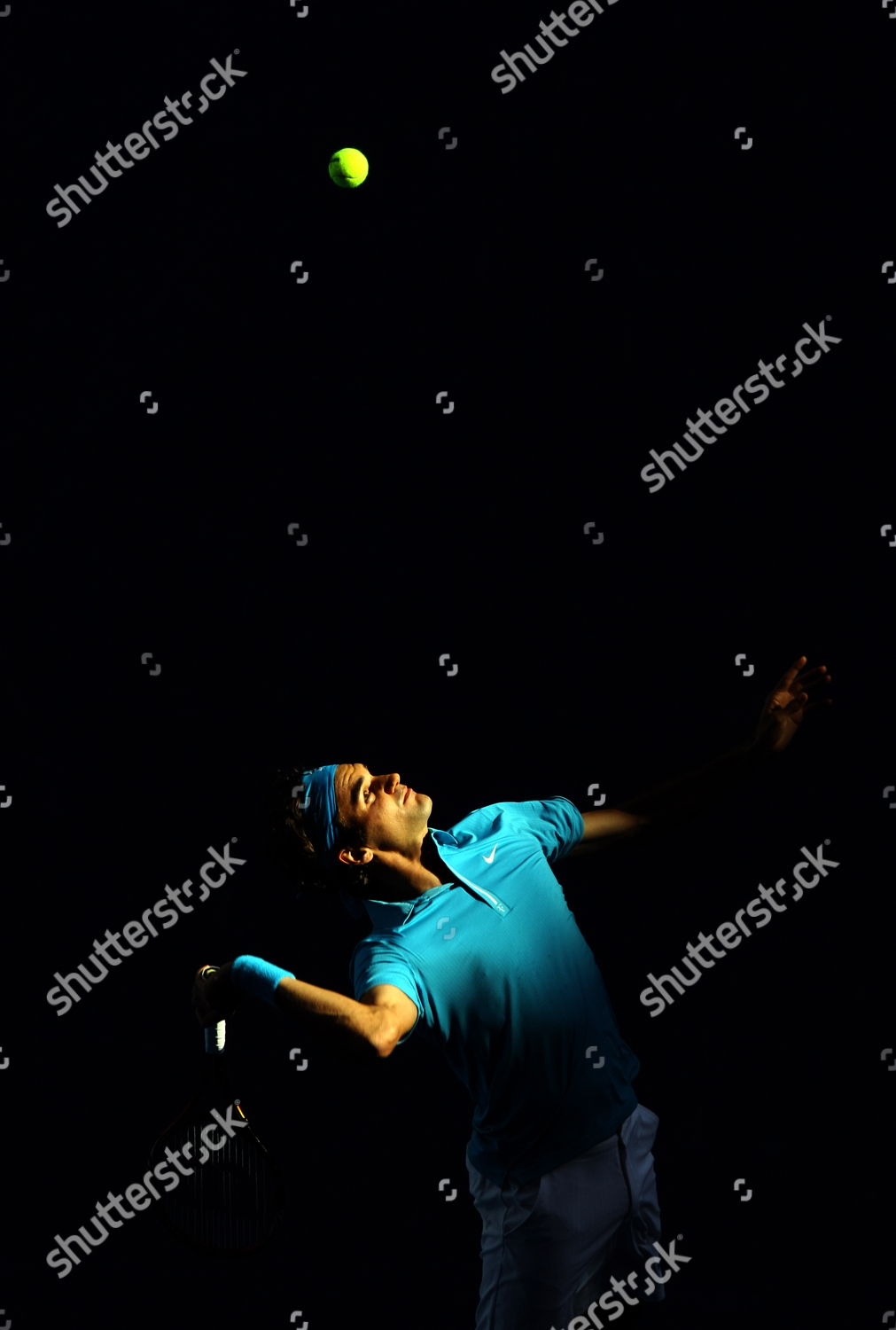 Roger Federer Switzerland Serves Ball During Editorial Stock Photo ...