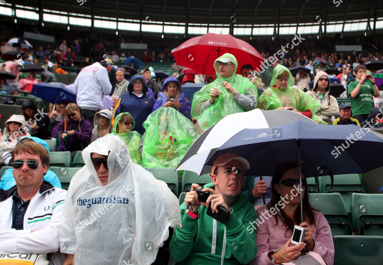 Umbrellas Come Out On Court One Editorial Stock Photo - Stock Image ...
