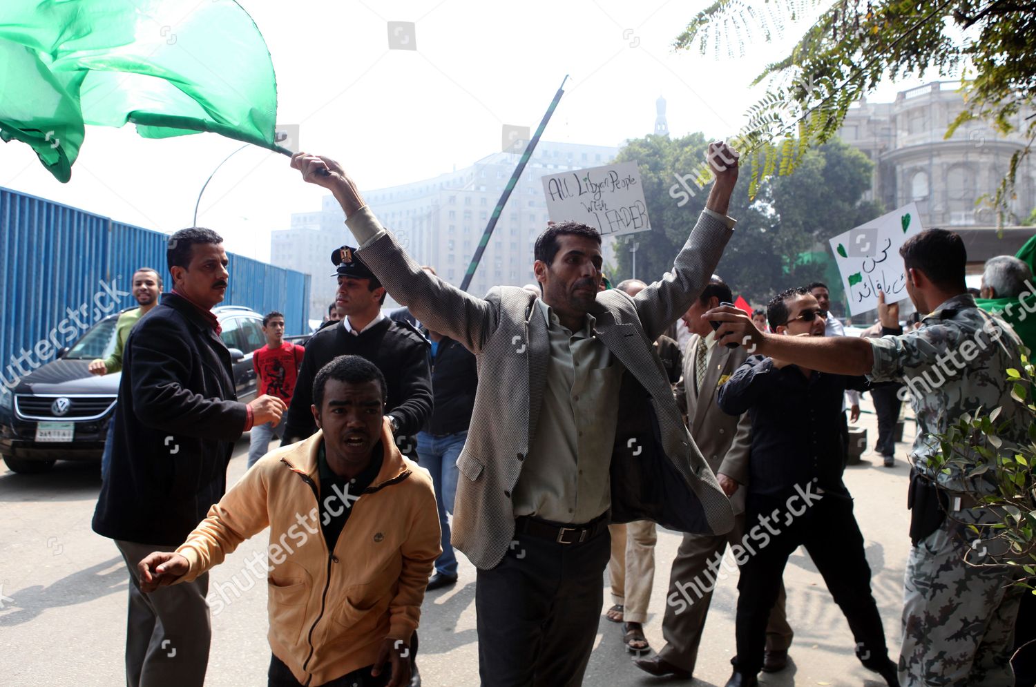 Supporter Libyan Leader Muammar Gaddafi Protest Editorial Stock Photo ...