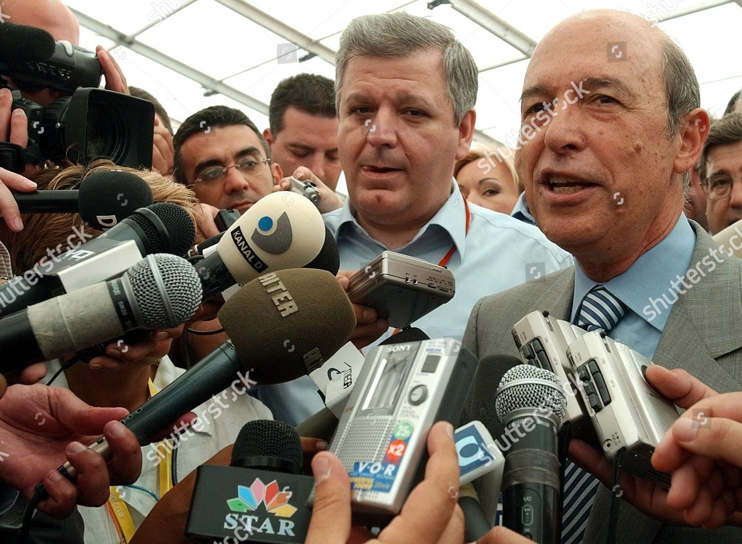 Greek Premier Konstantinos Simitis R Talks Editorial Stock Photo ...