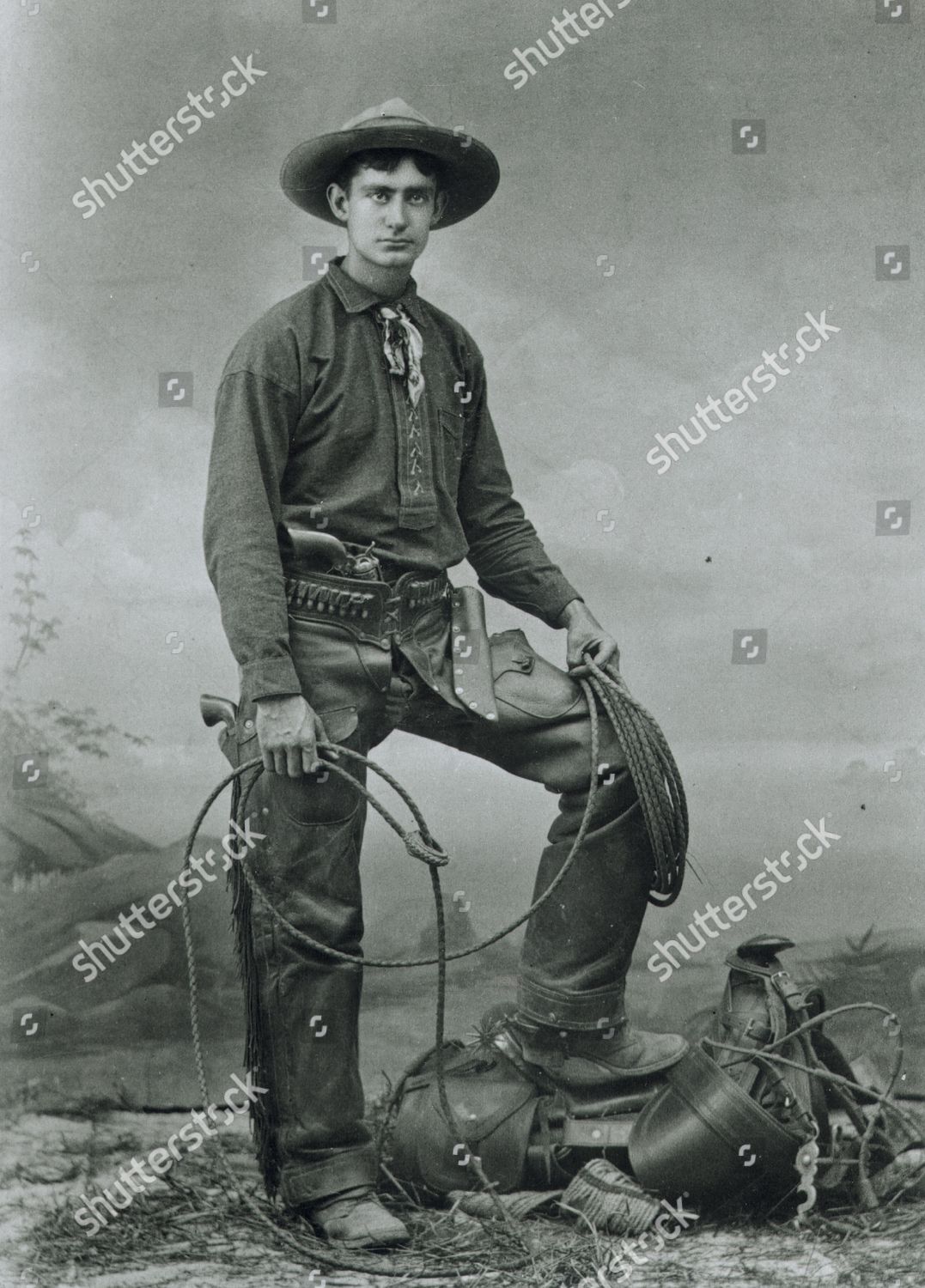 Cowboy Studio Photo C 1880 Editorial Stock Photo - Stock Image ...
