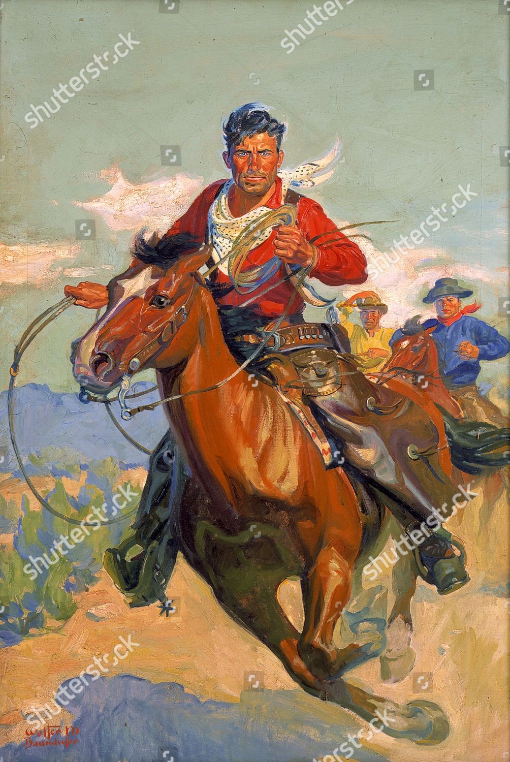 Cowboy Pulp Cover Painting C 1930 Editorial Stock Photo - Stock Image ...