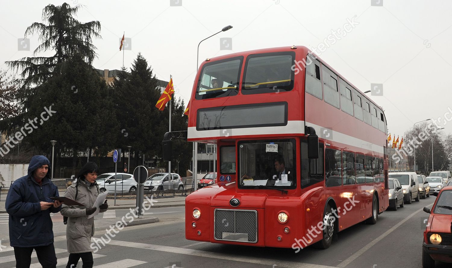First Double Decker Buses Macedonia City Editorial Stock Photo - Stock ...