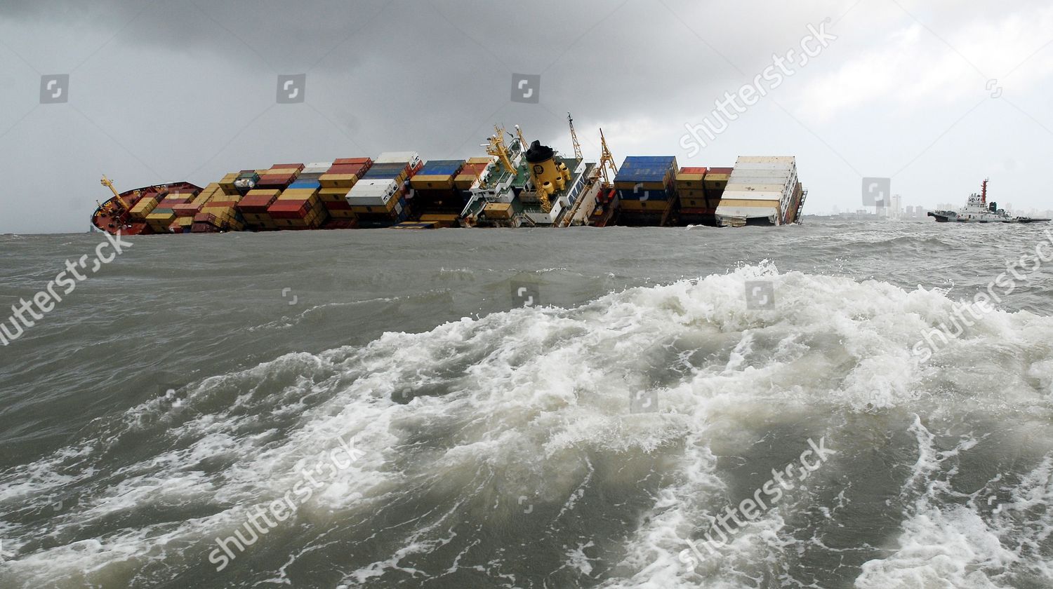 Tilted Cargo Ship Msc Chitra After Editorial Stock Photo - Stock Image ...