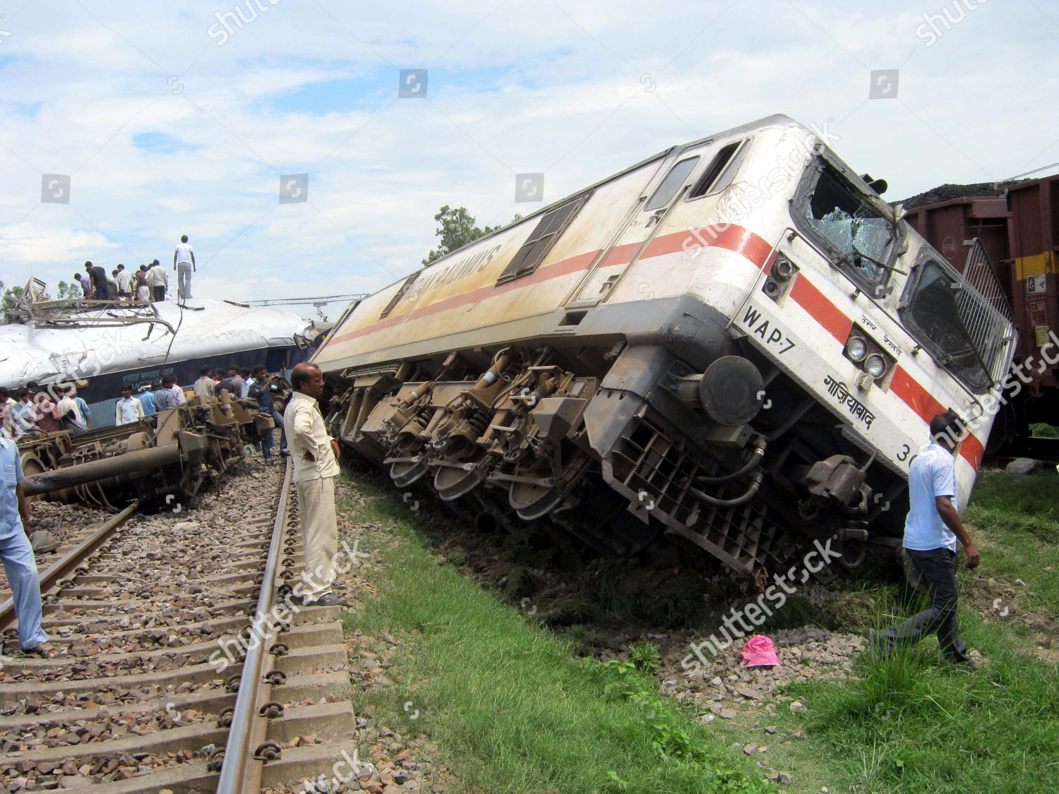 People Stand Near Wreckage Derailed Train Editorial Stock Photo - Stock ...