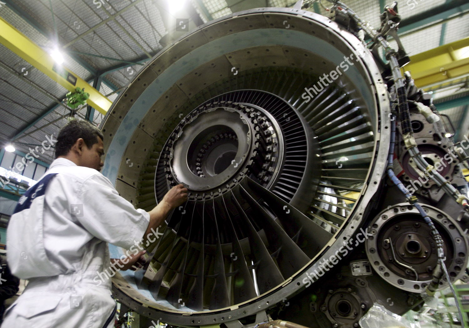 Technicians Works On Airplanes Engine Garuda Editorial Stock Photo ...