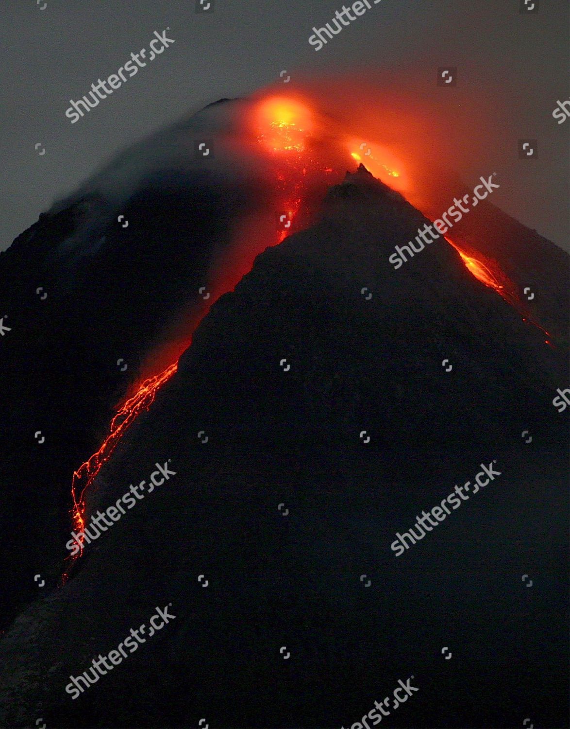 Lava Flows Mount Merapis Slope Seen Editorial Stock Photo - Stock Image ...