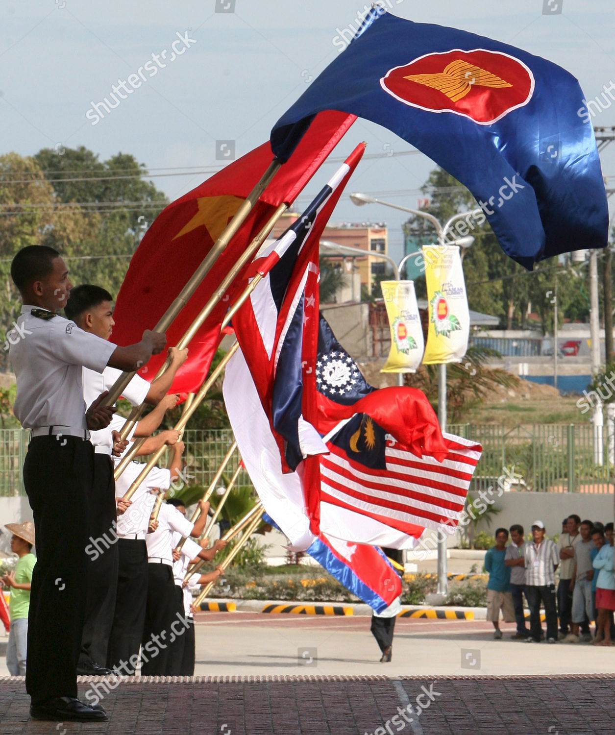 Filipino Cadets Hoist Flags Member Countries Editorial Stock Photo ...