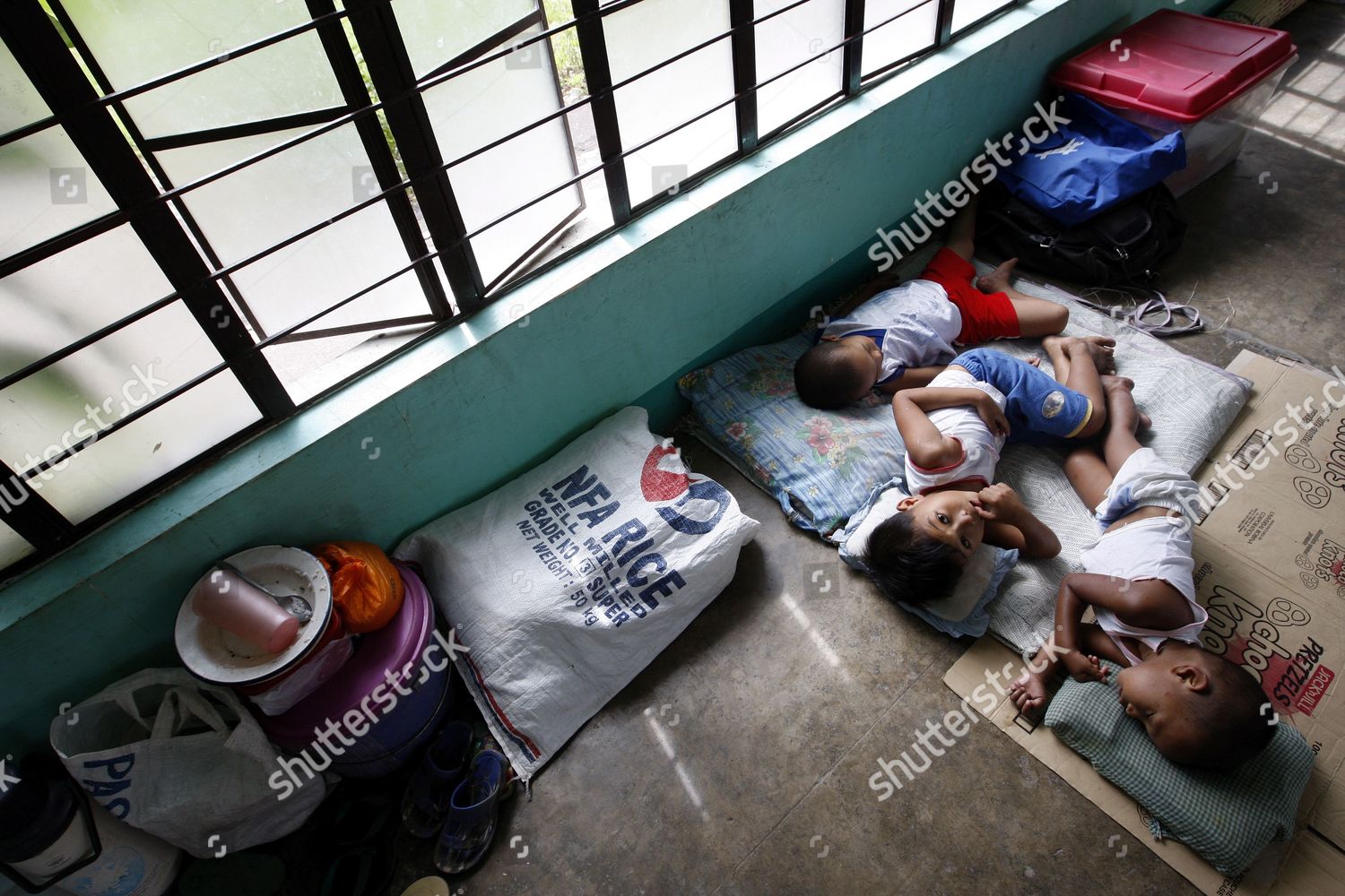 Filipino Children Sleep Inside Classroom Turned Editorial Stock Photo ...