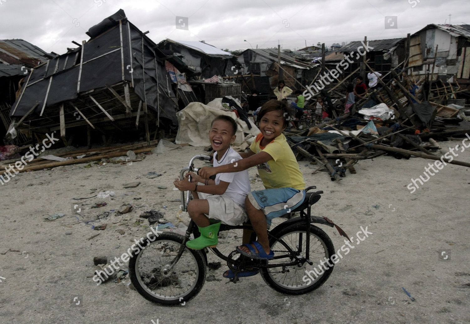 Filipino Children Riding On Bicycle Drive Editorial Stock Photo - Stock ...