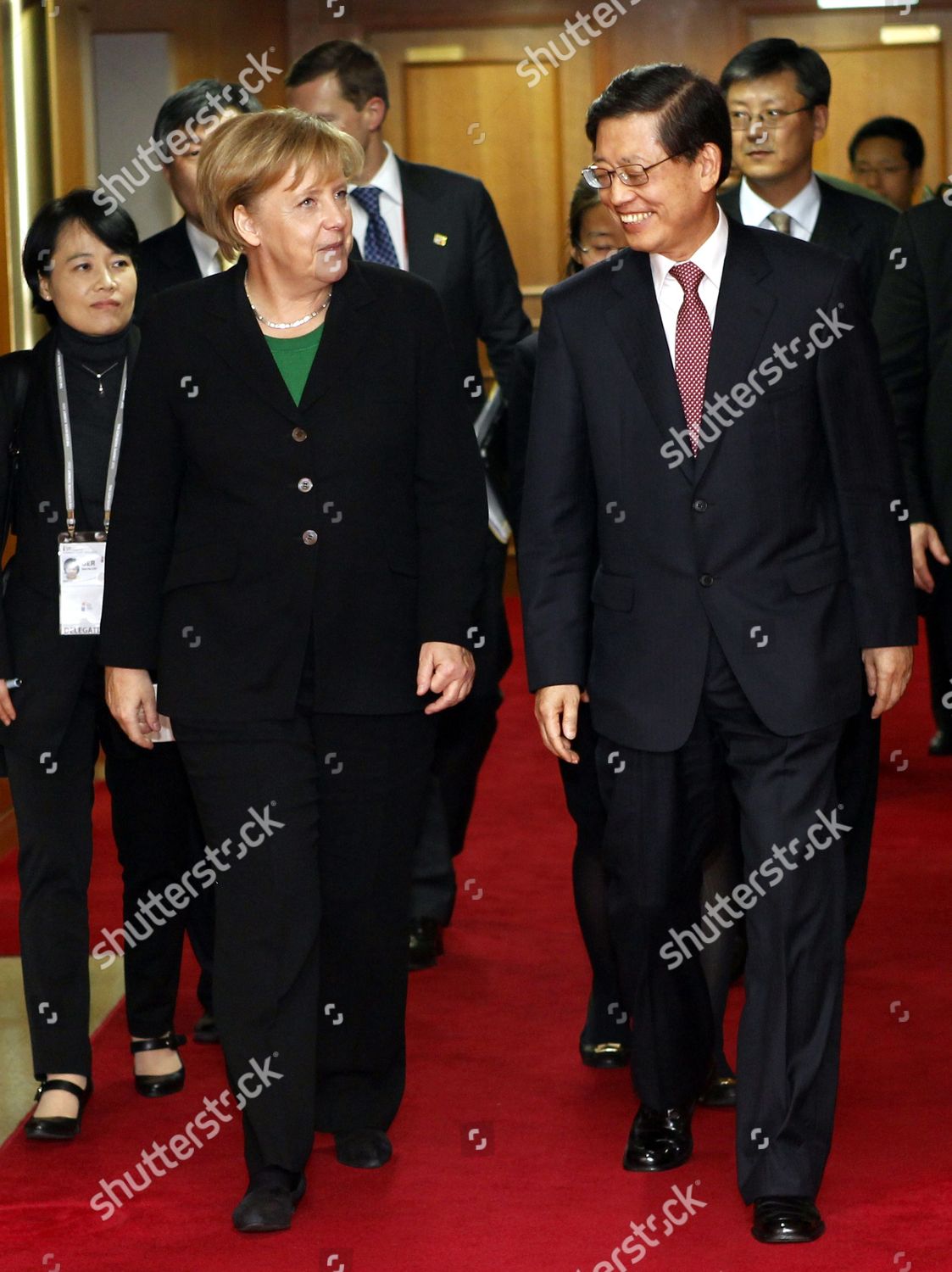 German Chancellor Angela Merkel 2l Walks Editorial Stock Photo - Stock ...