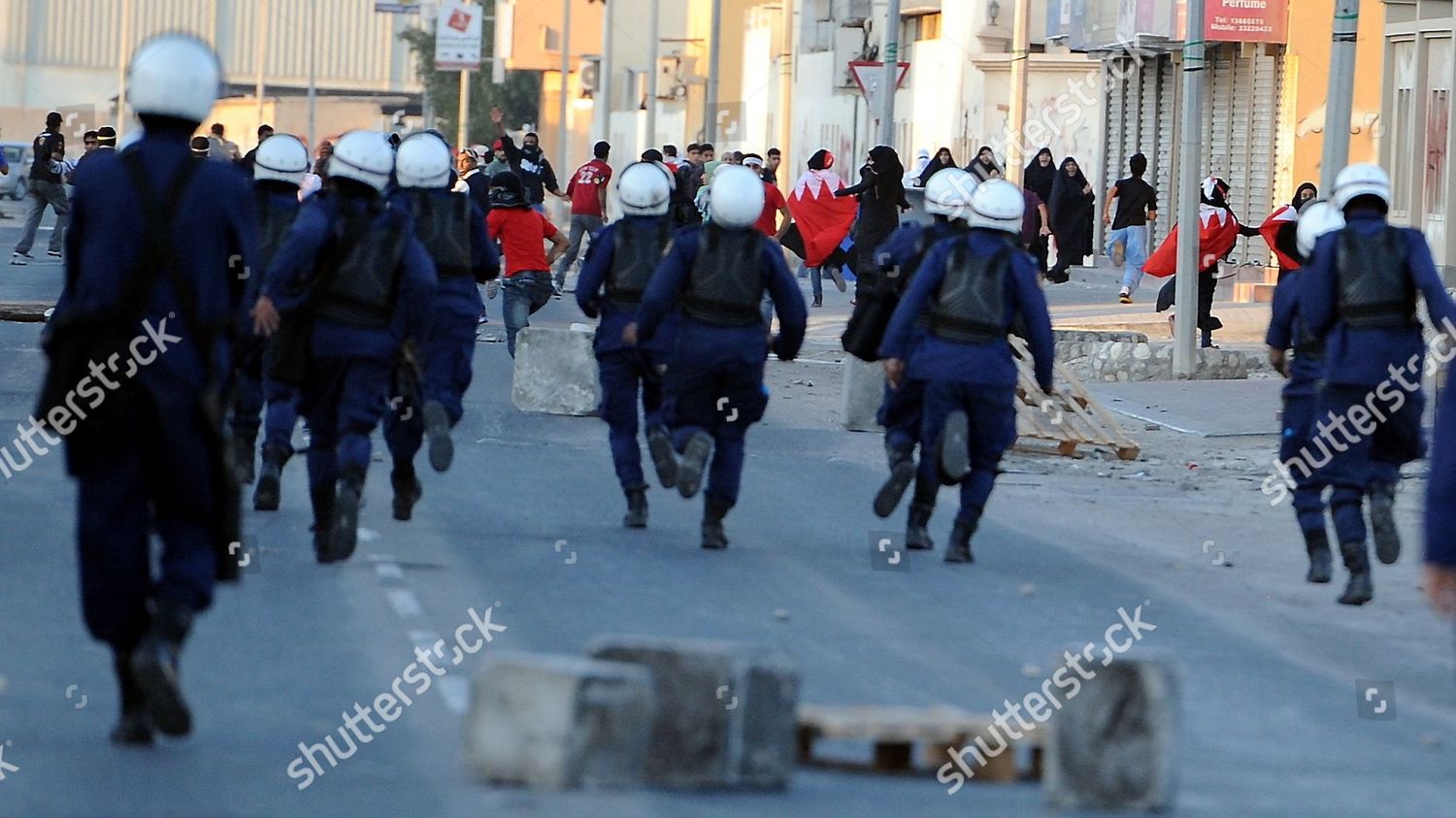 Riot Police Soldiers Chase Protesters During Editorial Stock Photo ...